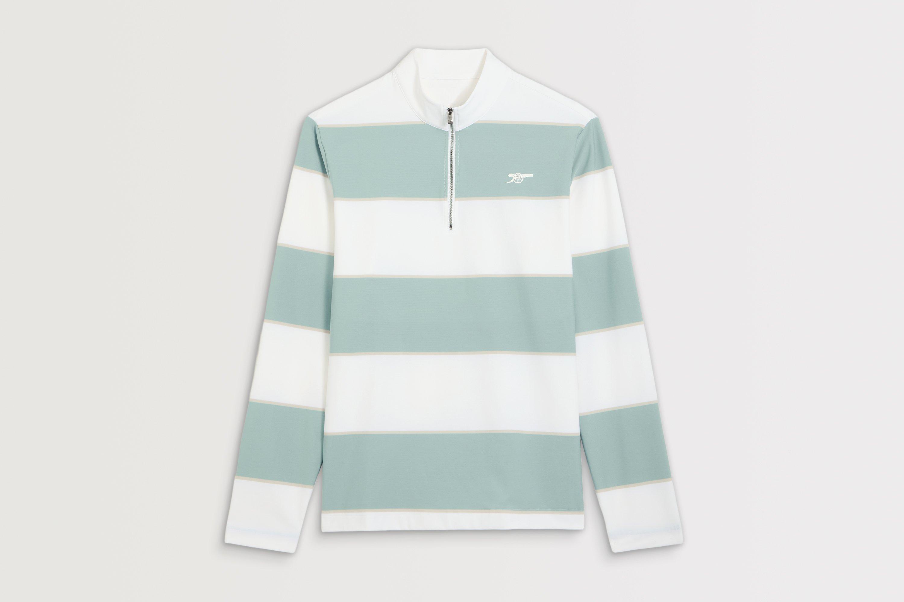 Arsenal adidas Golf Blue Striped Polo Shirt | Official Online Store