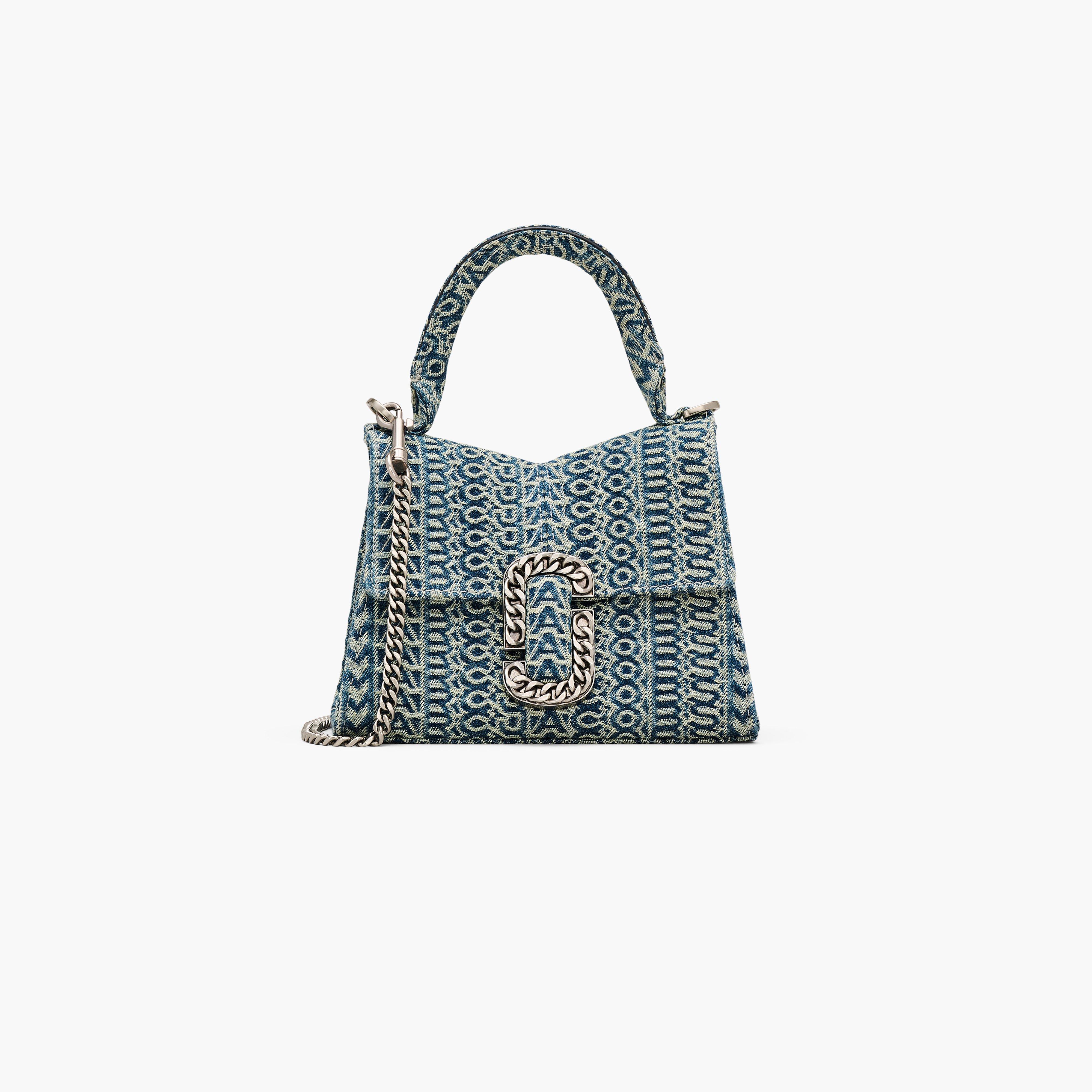 The Washed Monogram Denim St. Marc Mini Top Handle | Marc Jacobs ...