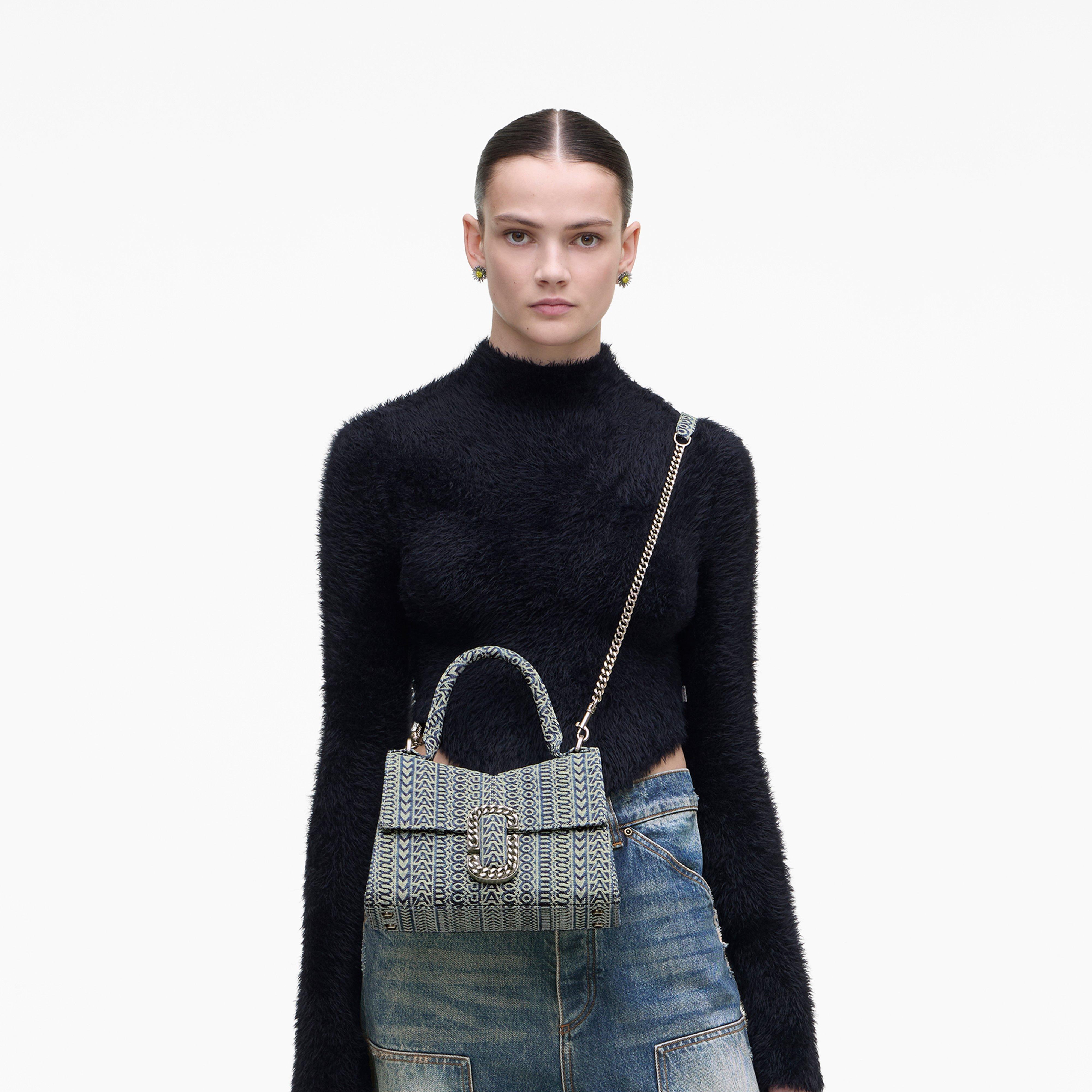 The Washed Monogram Denim St. Marc Top Handle | Marc Jacobs | Official Site