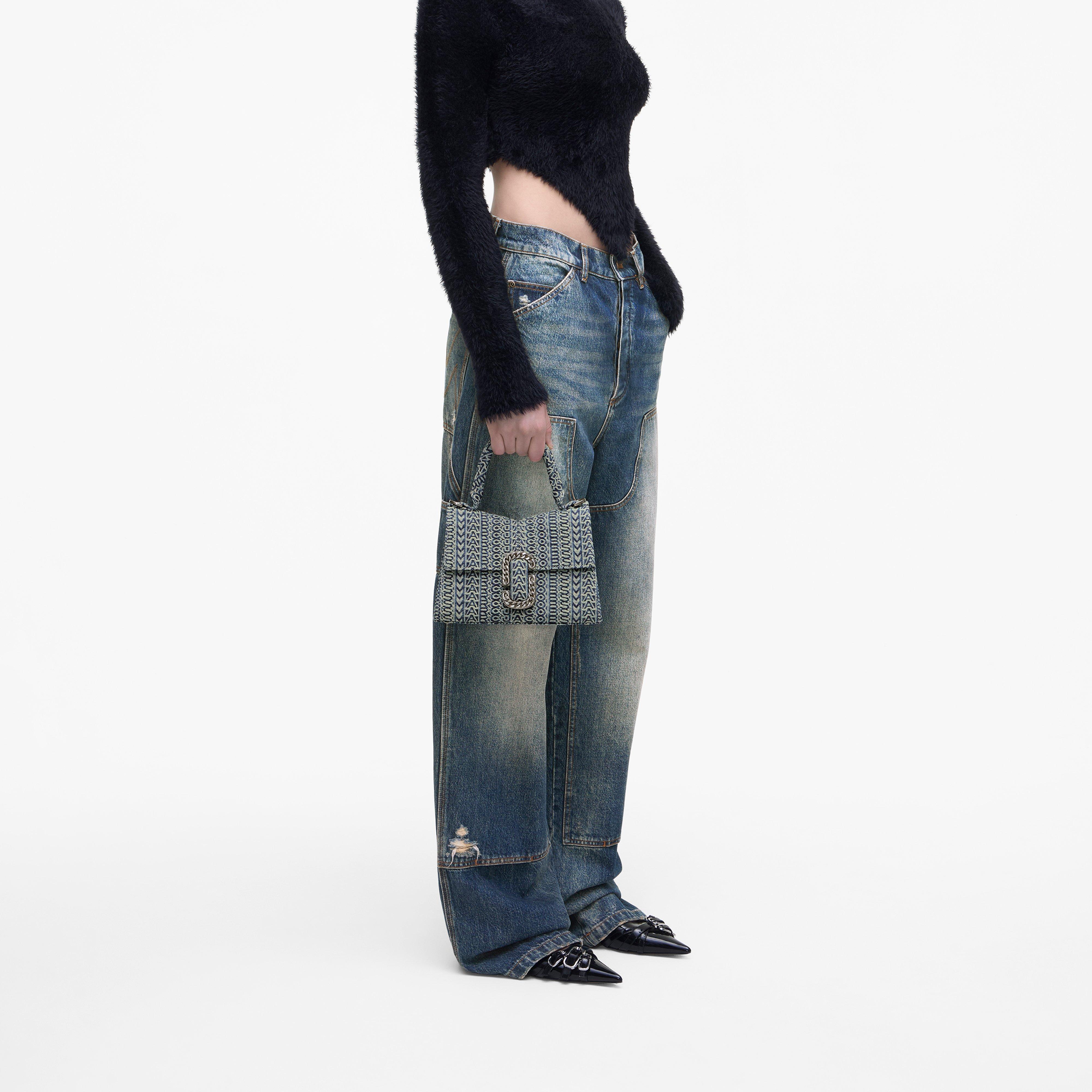The Washed Monogram Denim St. Marc Top Handle | Marc Jacobs | Official Site