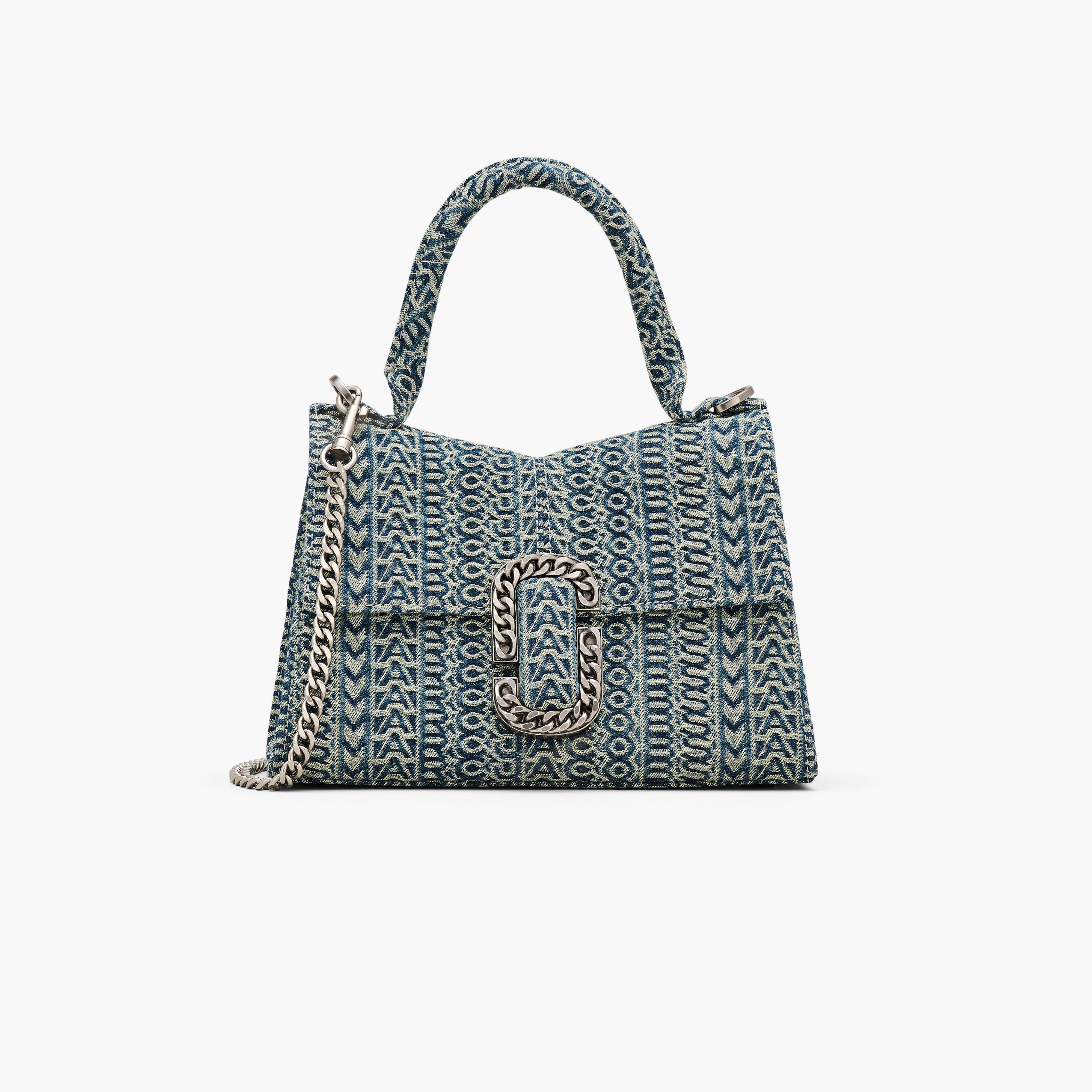 The Washed Monogram Denim St. Marc Top Handle | Marc Jacobs | Official Site
