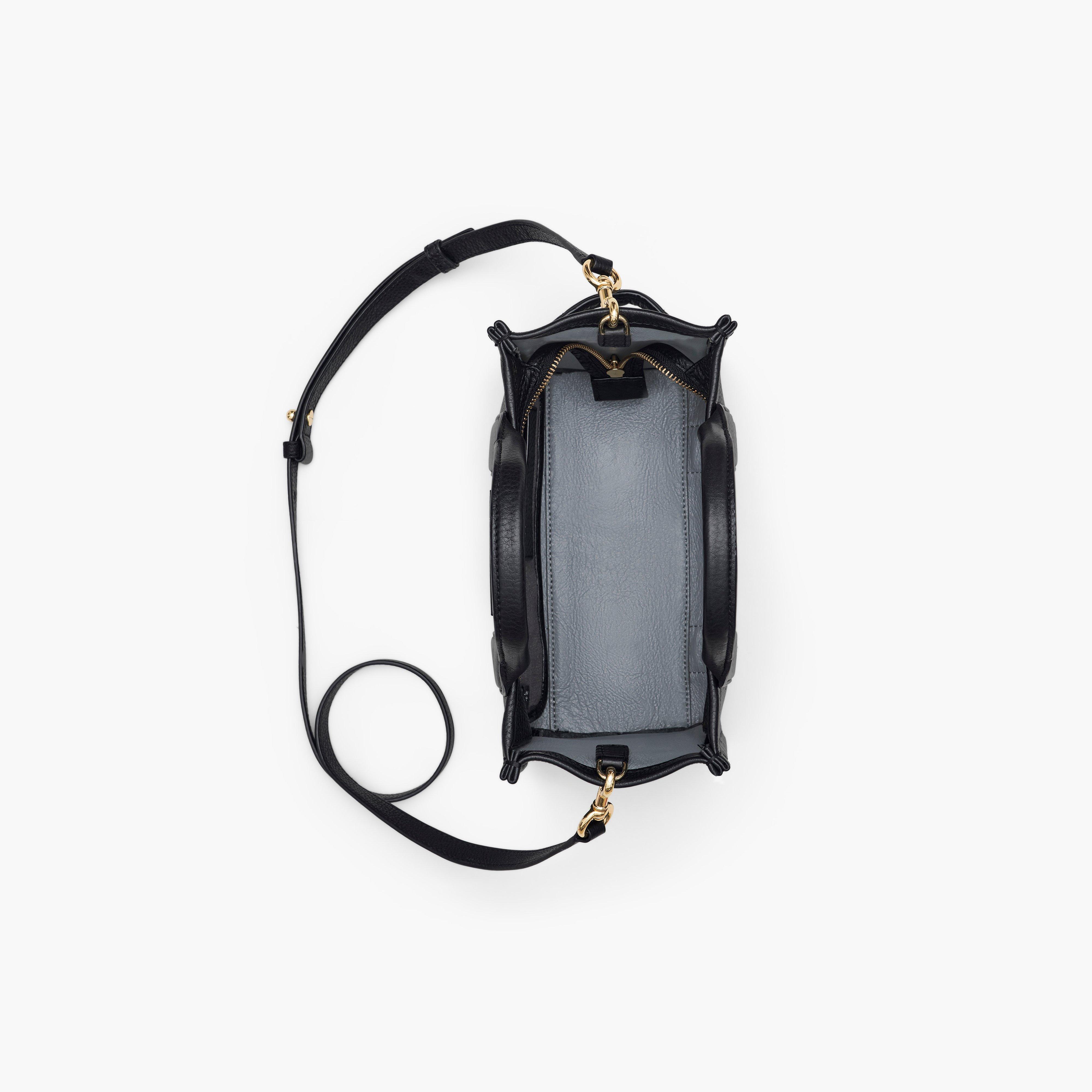 Small black leather tote bag online