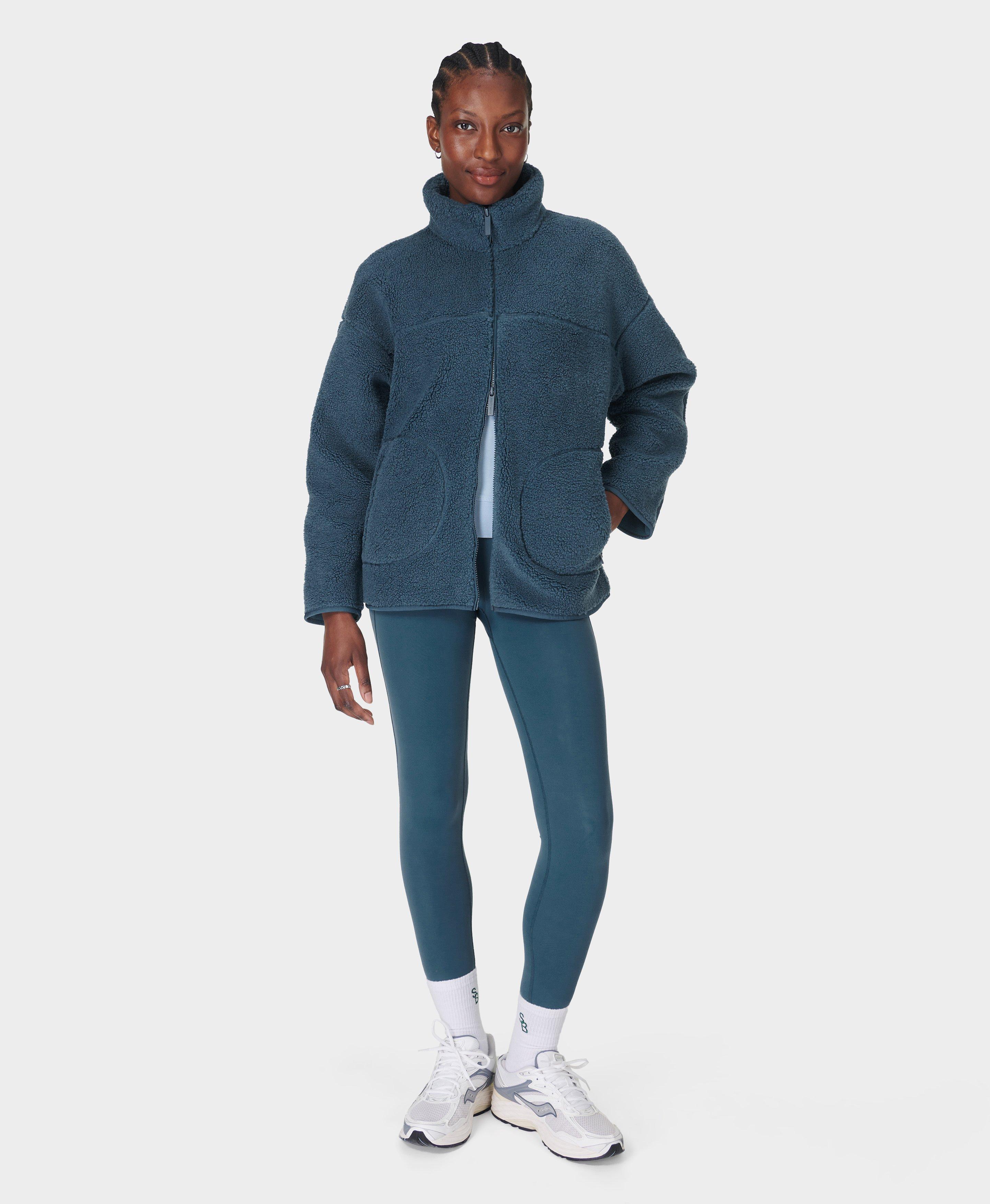 Plush Textured Zip Up - Subdued Blue | Women's Jumpers, Sweatshirts ...