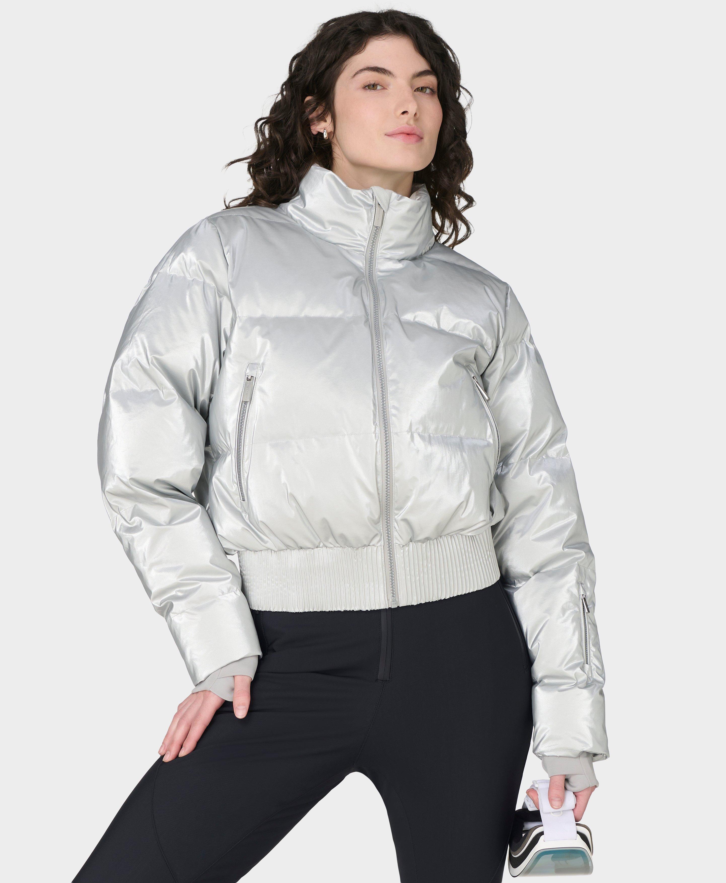 Cropped Water Resistant Ski Jacket - Silver | Women's Ski Clothes ...