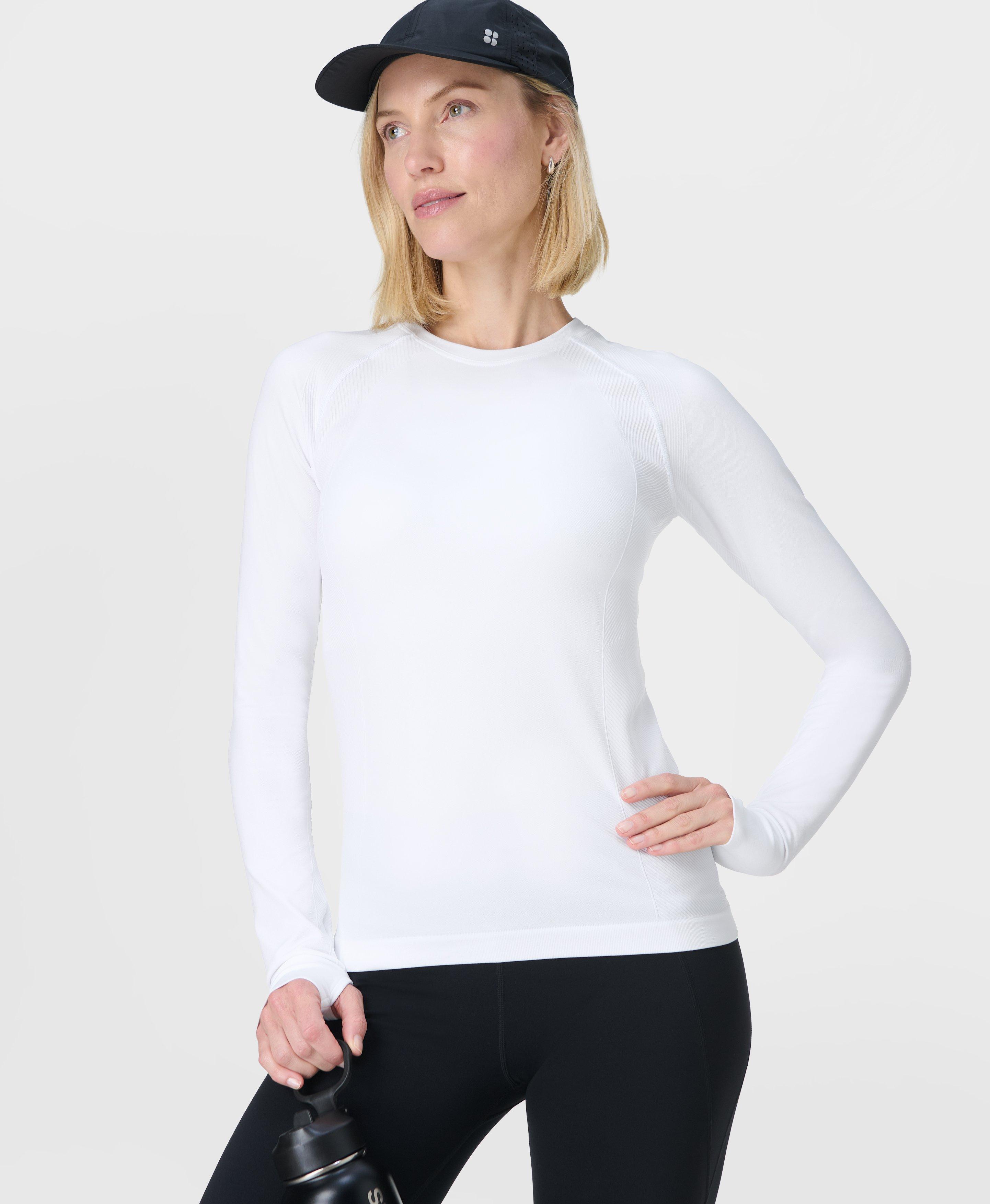 Athlete Seamless Workout Long Sleeve Top - White | Women's Base Layers ...