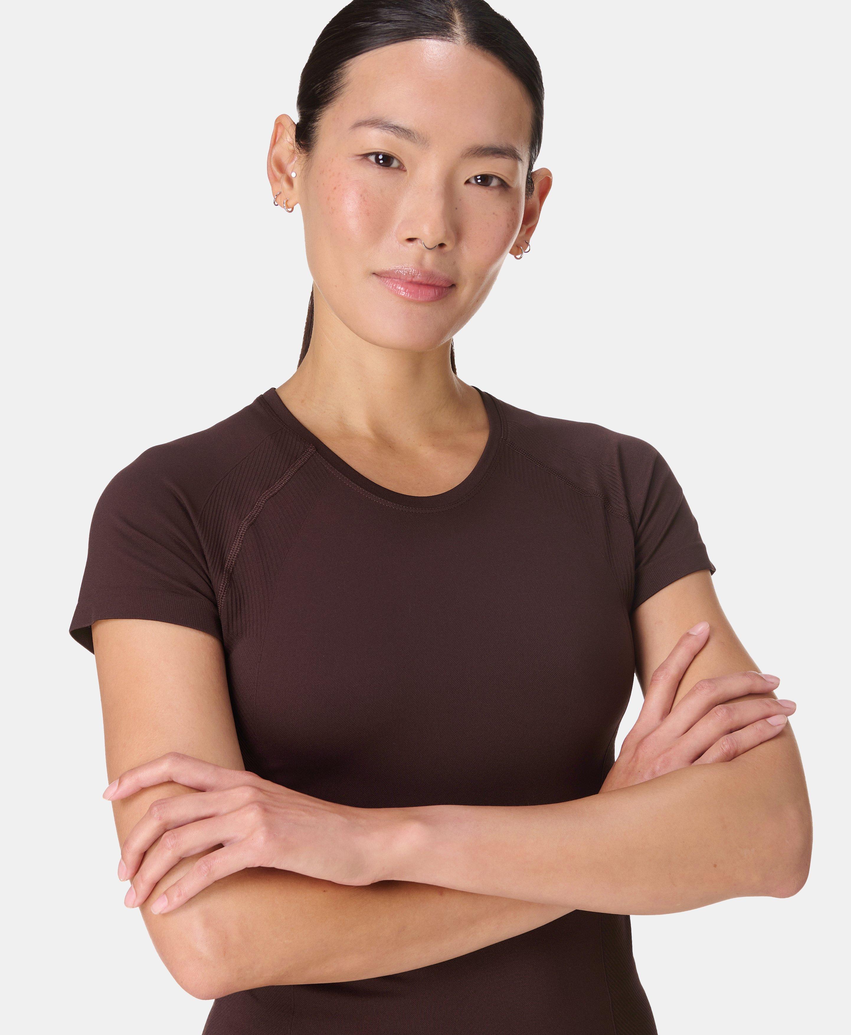 Athlete Seamless Workout T-Shirt - Sable Brown | Women's T-Shirts ...