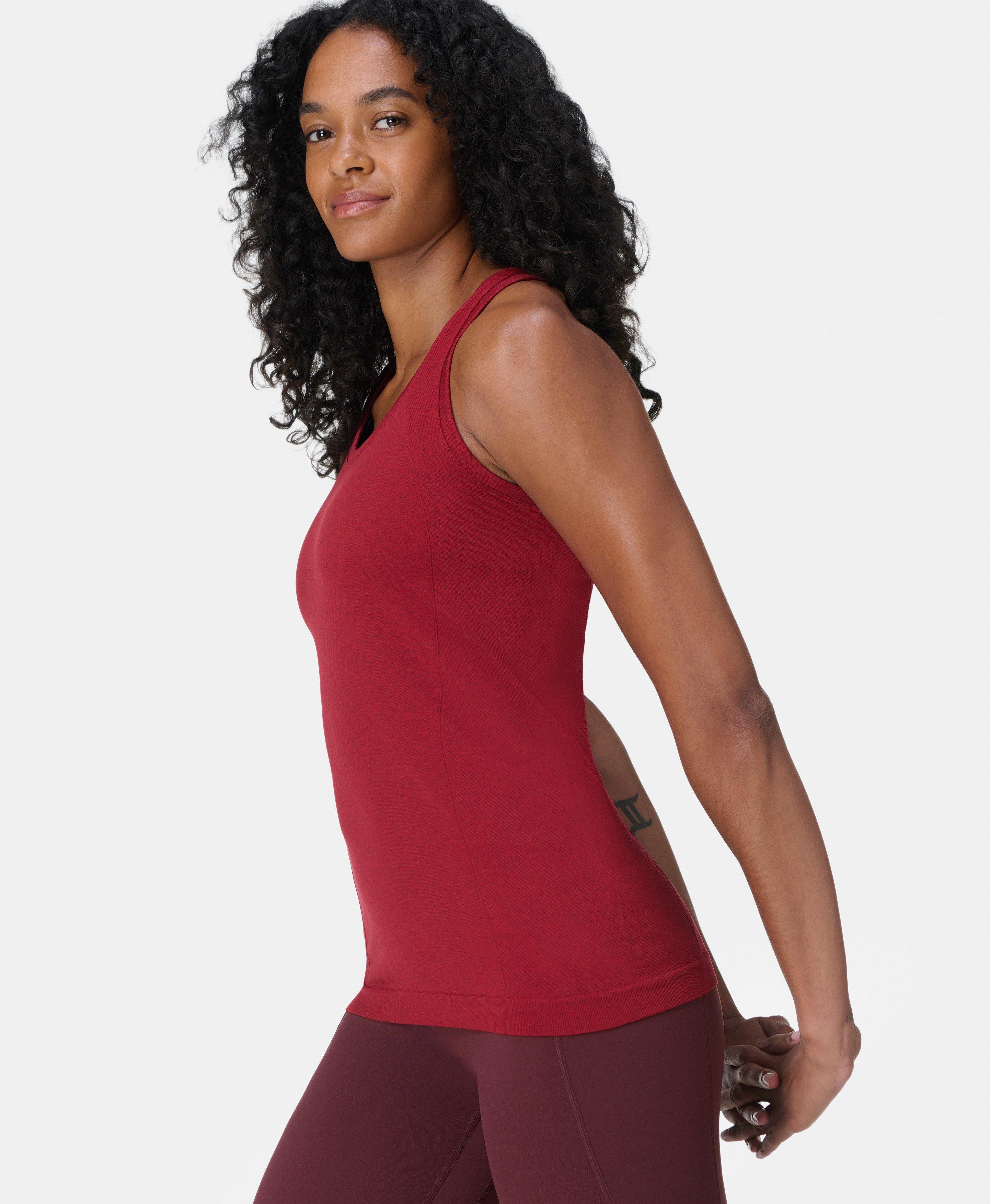 Athlete Seamless Workout Vest - Garnet Red Marl | Women's Vests ...