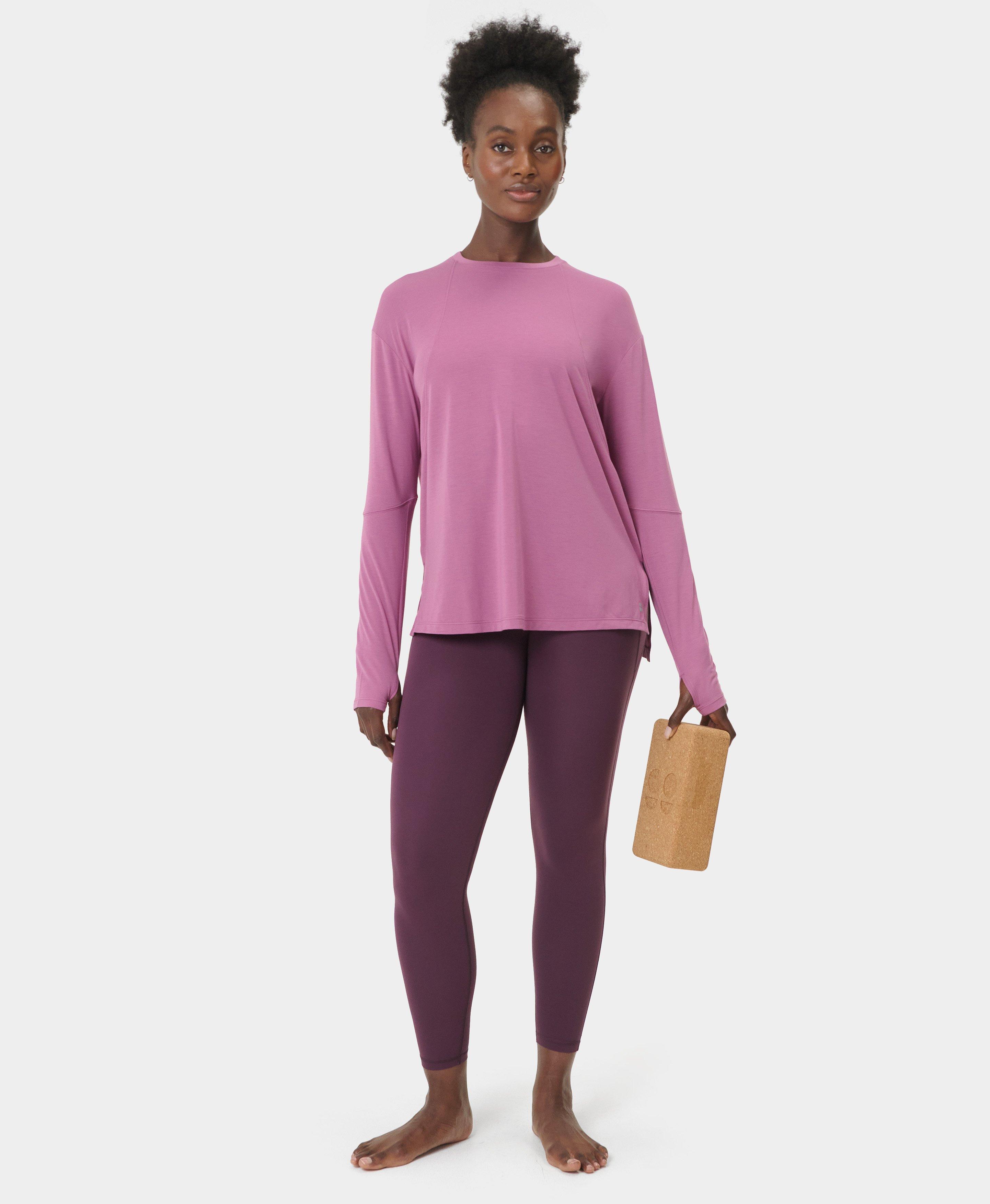 Soft Flow Studio Longline Long Sleeve Top - Argyle Purple | Women's ...