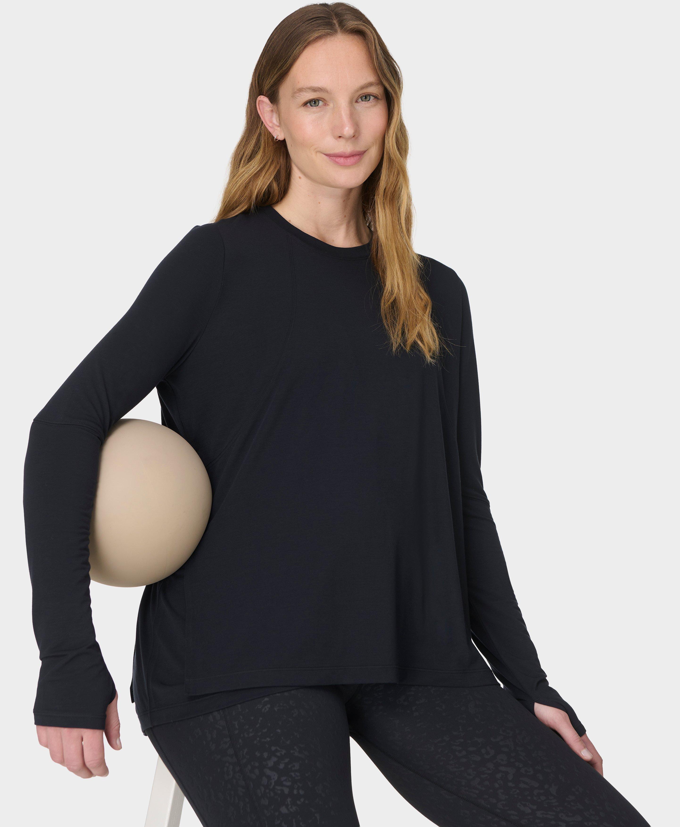 Soft Flow 2-in-1 Nursing Long Sleeve Tee - Black | Women's Maternity ...