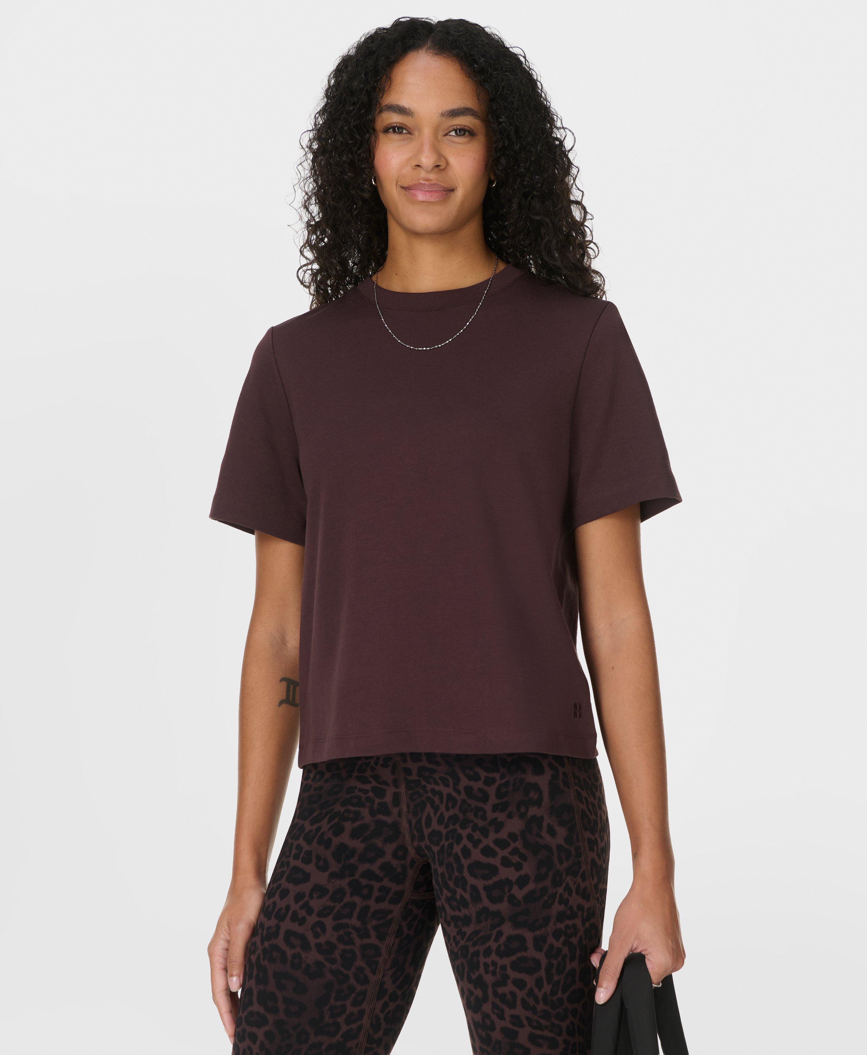 Elevated Cotton Boxy T-Shirt - Sable Brown | Women's T-Shirts | Sweaty ...