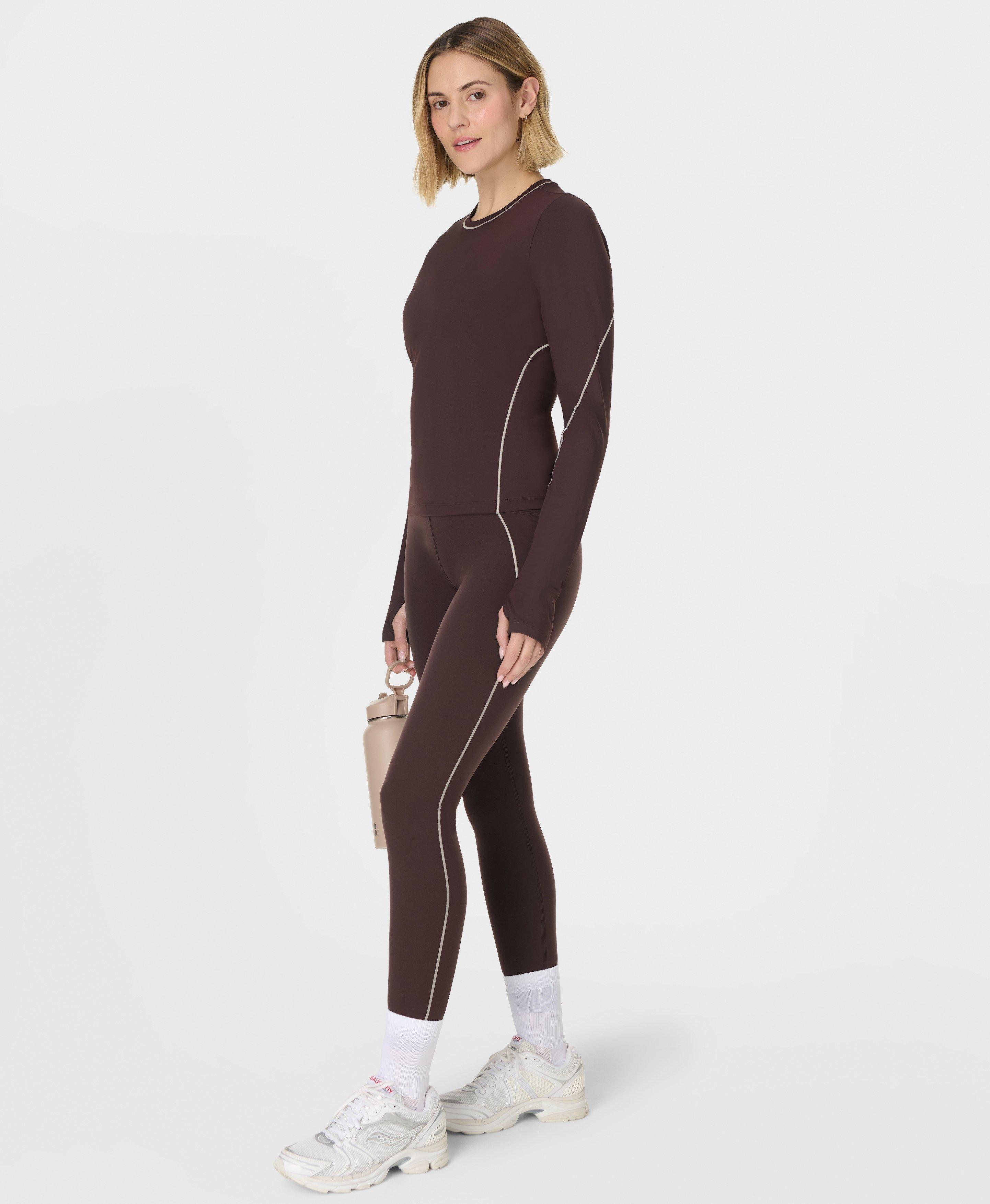 Power Contrast Stitch Workout Leggings - Sable Brown | Women's Leggings | Sweaty Betty