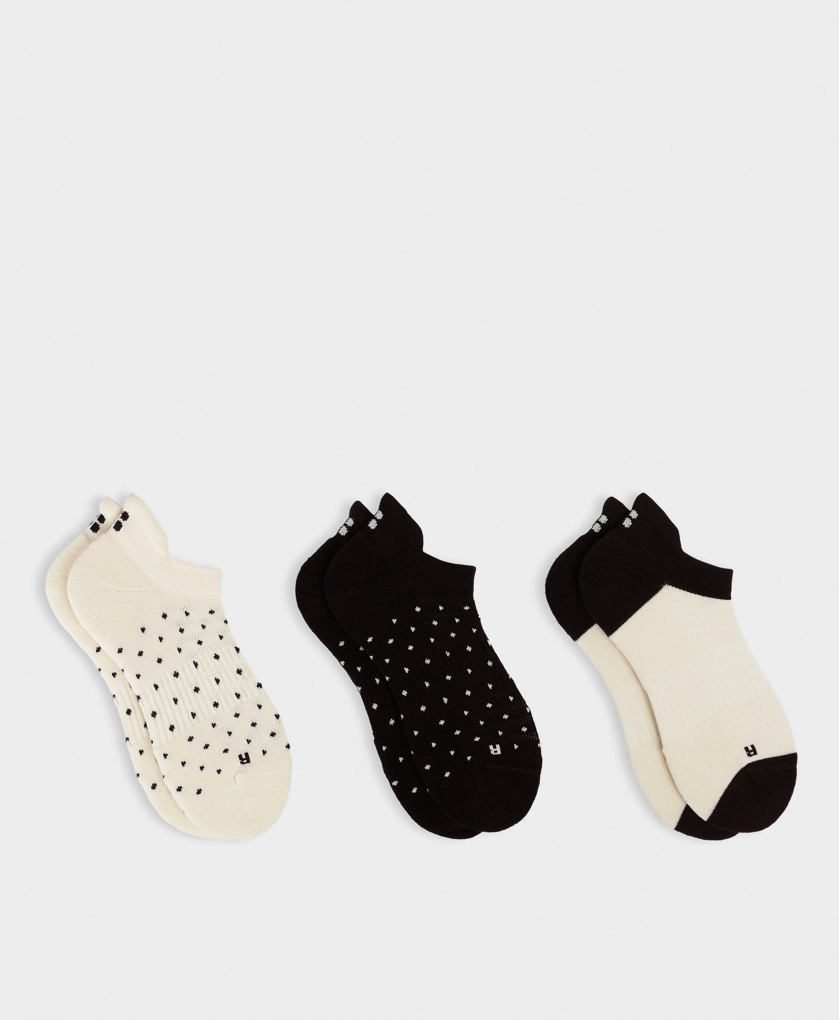 Workout Sneaker Socks 3 Pack - Cream SB Polka Print | Women's Sports ...