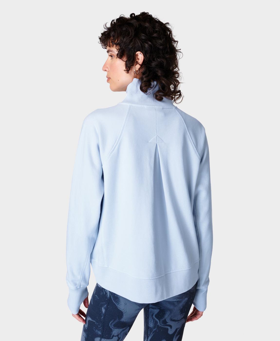 Revive Rib Half Zip Pullover - Salt Blue | Women's Jumpers Revive Rib Half Zip Pullover - Salt Blue | Women's Jumpers