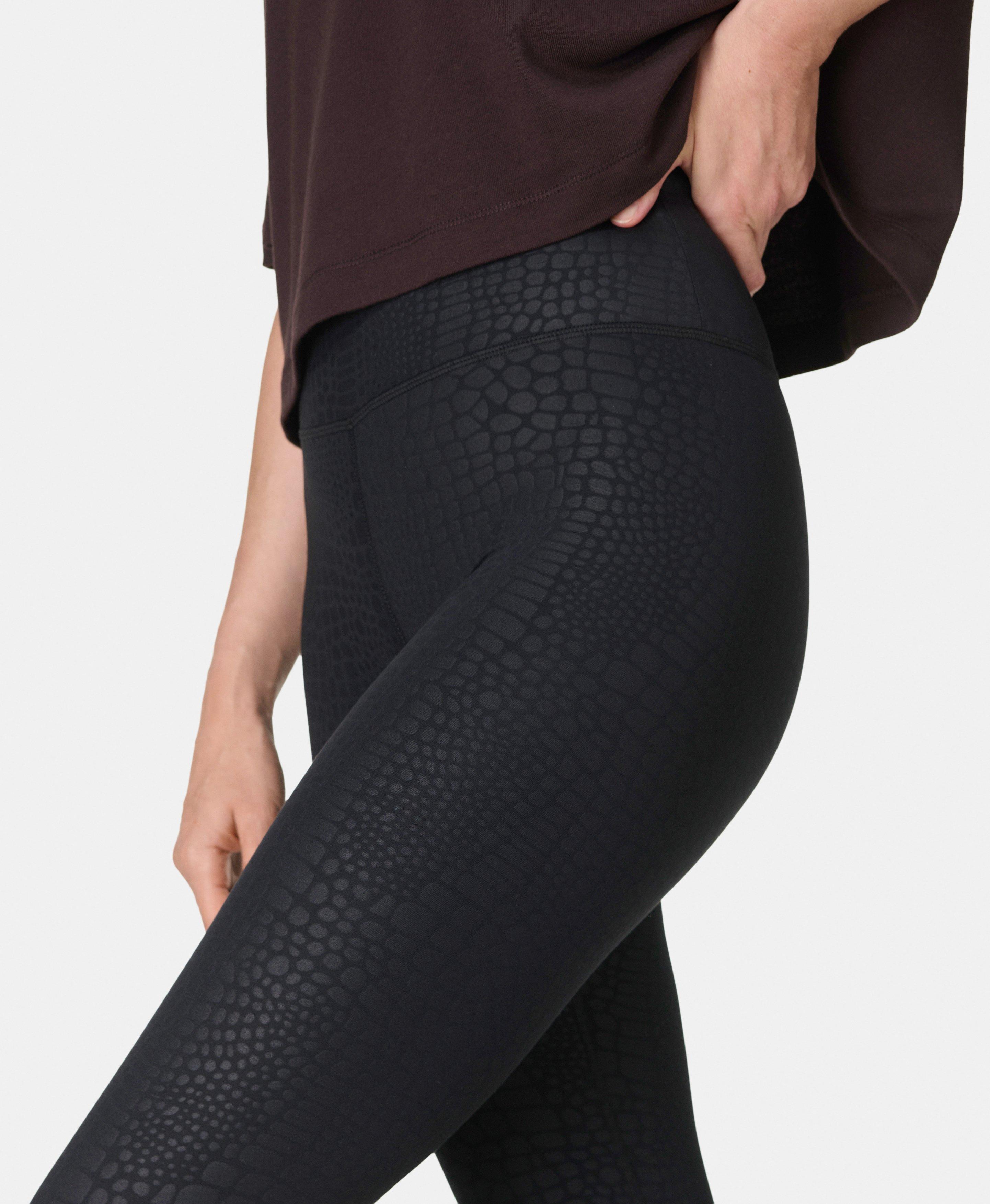 Everyday Embossed Leggings - Black Croc Scale Emboss Print | Sweaty Betty