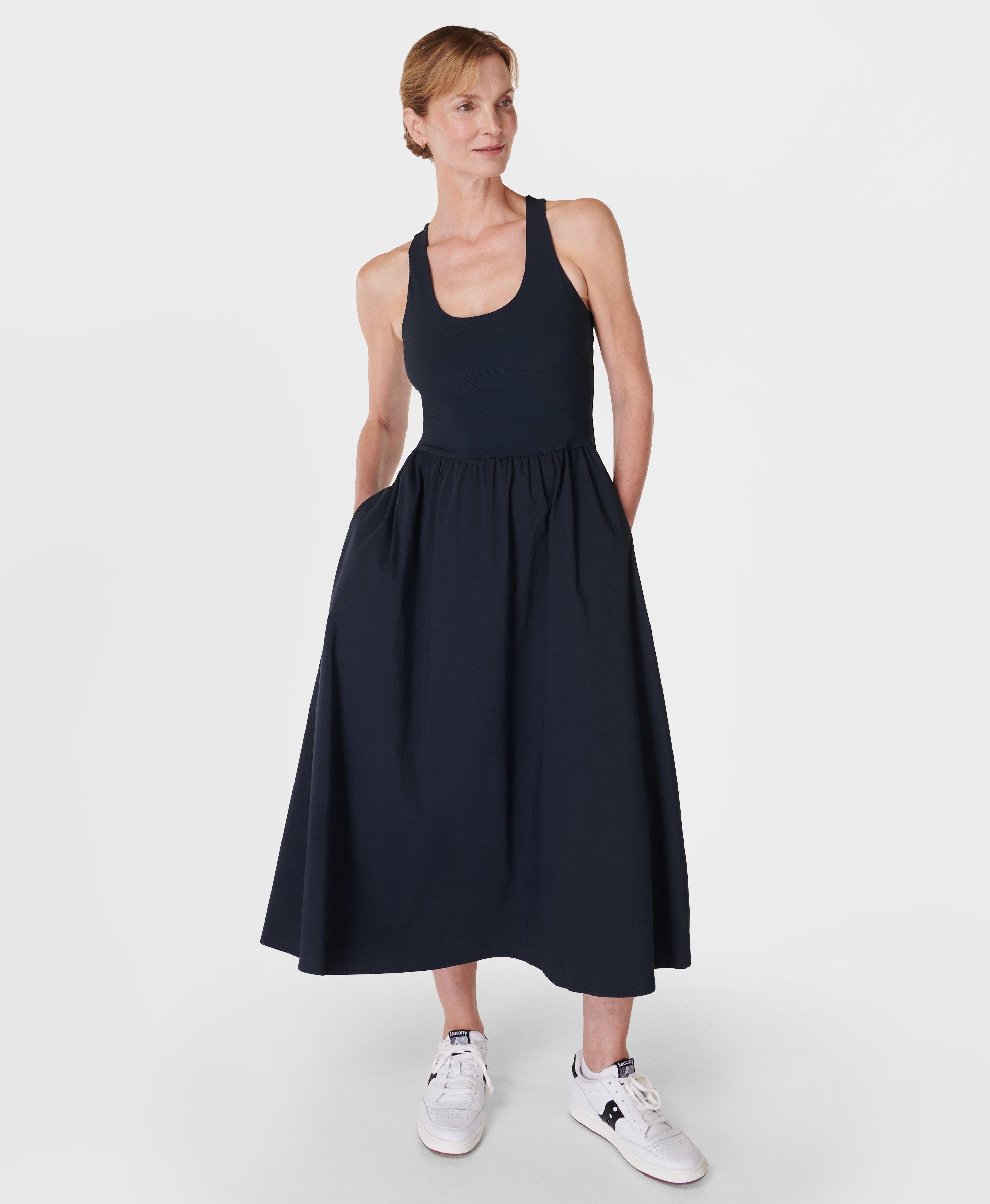 Explorer Ribbed Racer Dress Navy Blue Womens Dresses And Jumpsuits