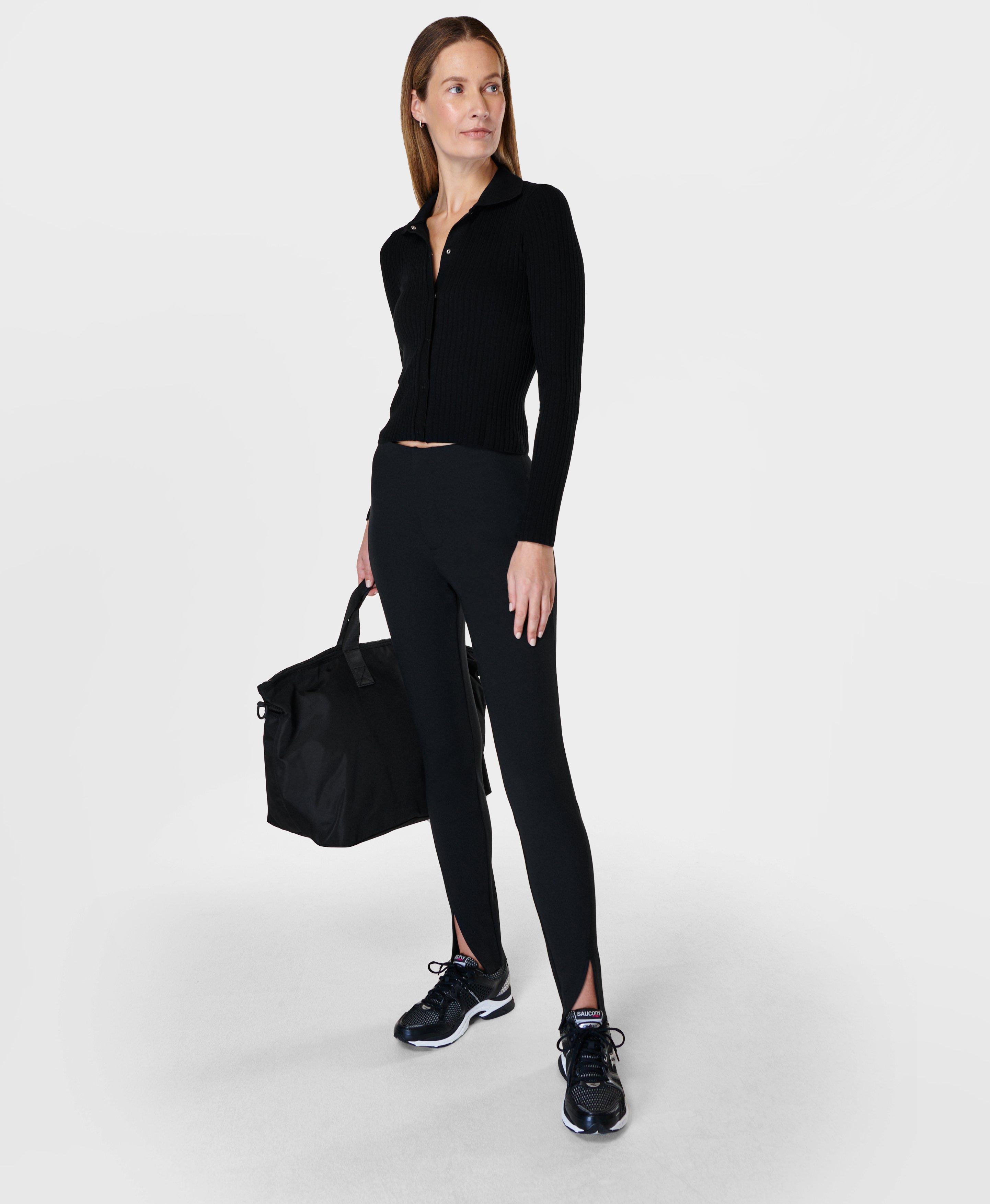 Sculpted Split Trousers - Black | Women's Trousers & Yoga Pants ...