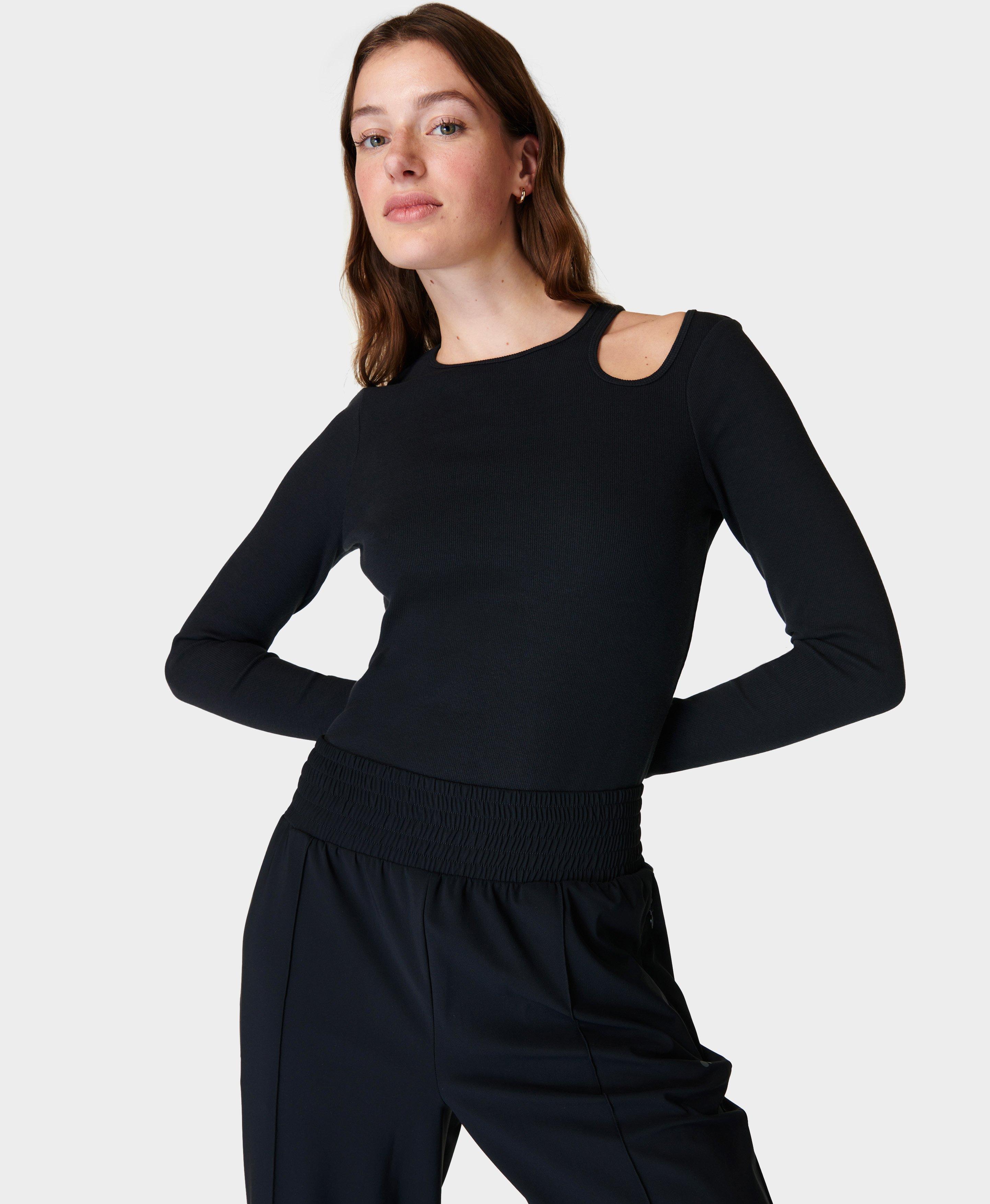 Muse Rib Long Sleeve Top Black Womens Base Layers And Long Sleeve