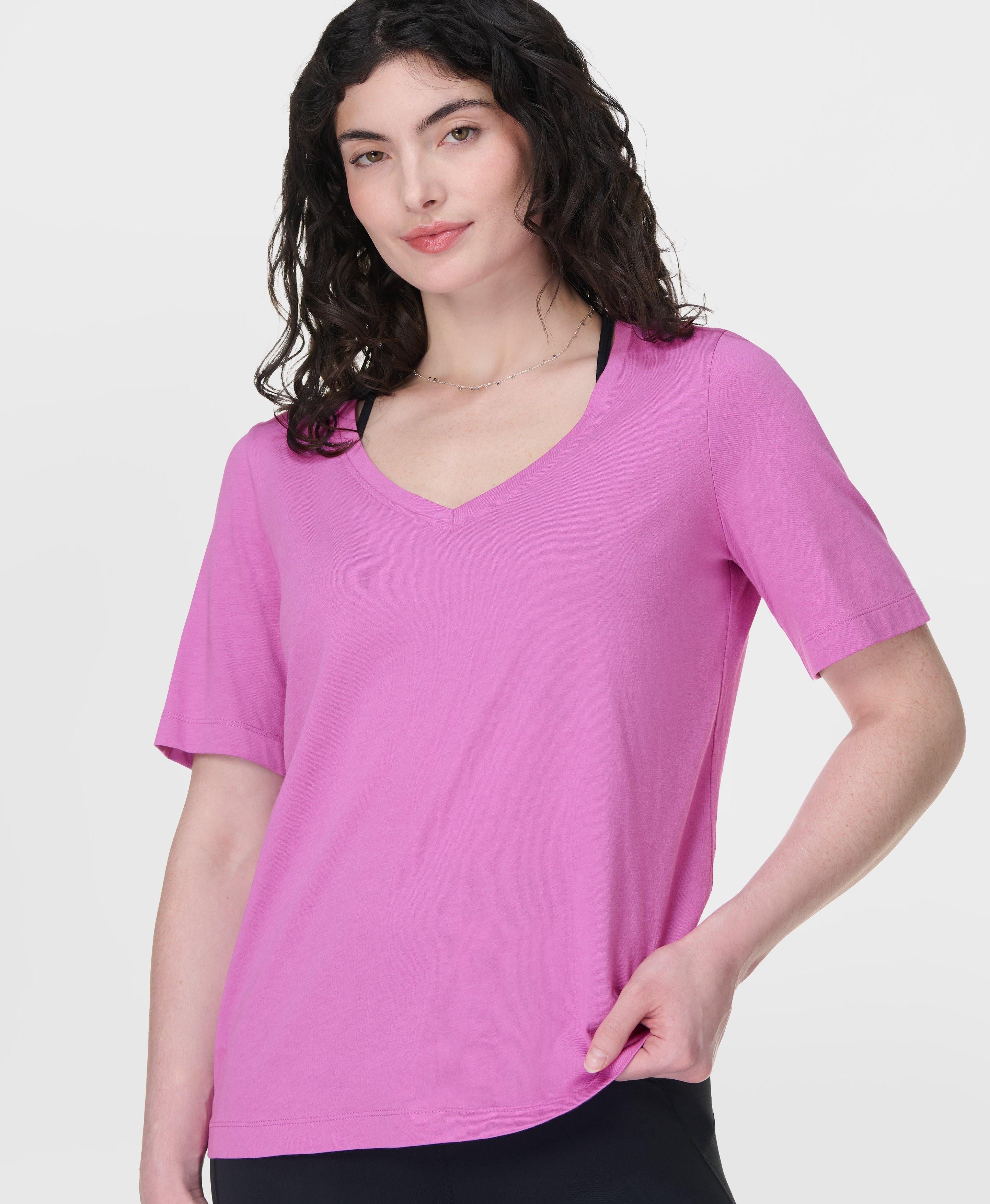 Essential V-Neck T-Shirt - Allium Pink | Sweaty Betty