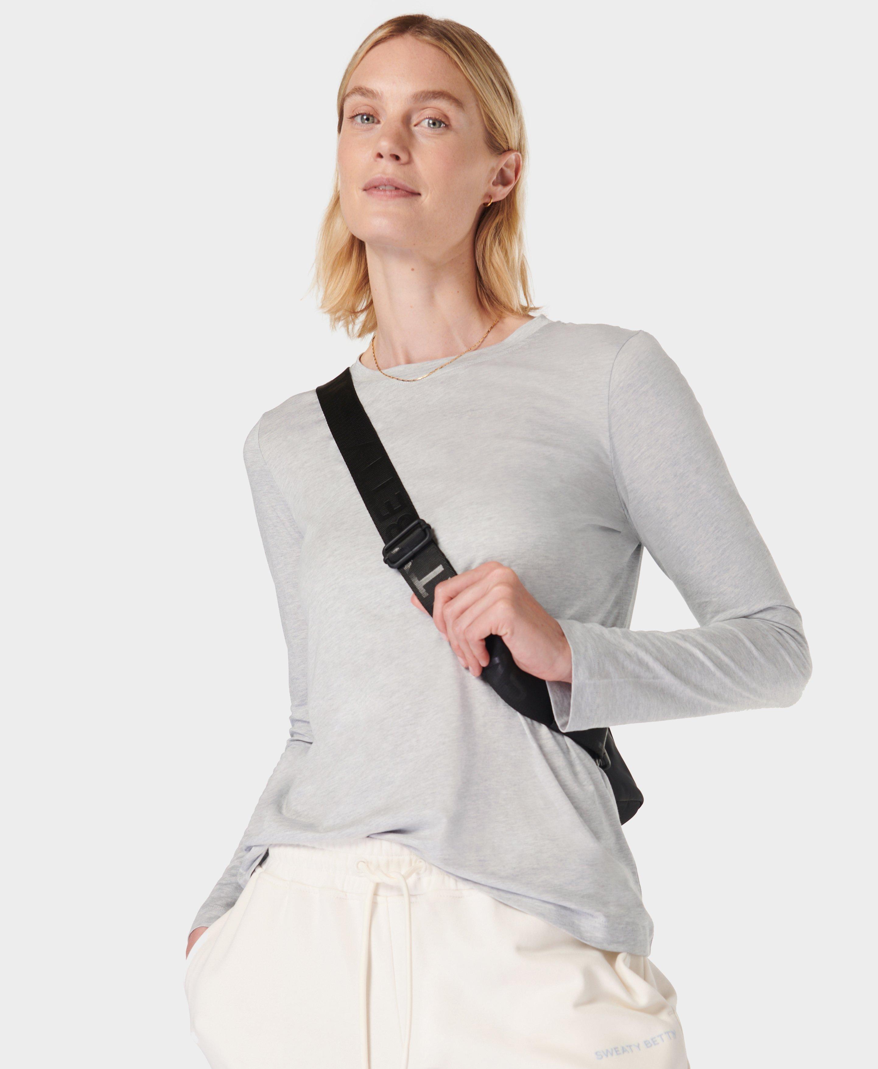 Essential Long Sleeve T-shirt - Light Grey Marl | Women's Base Layers ...