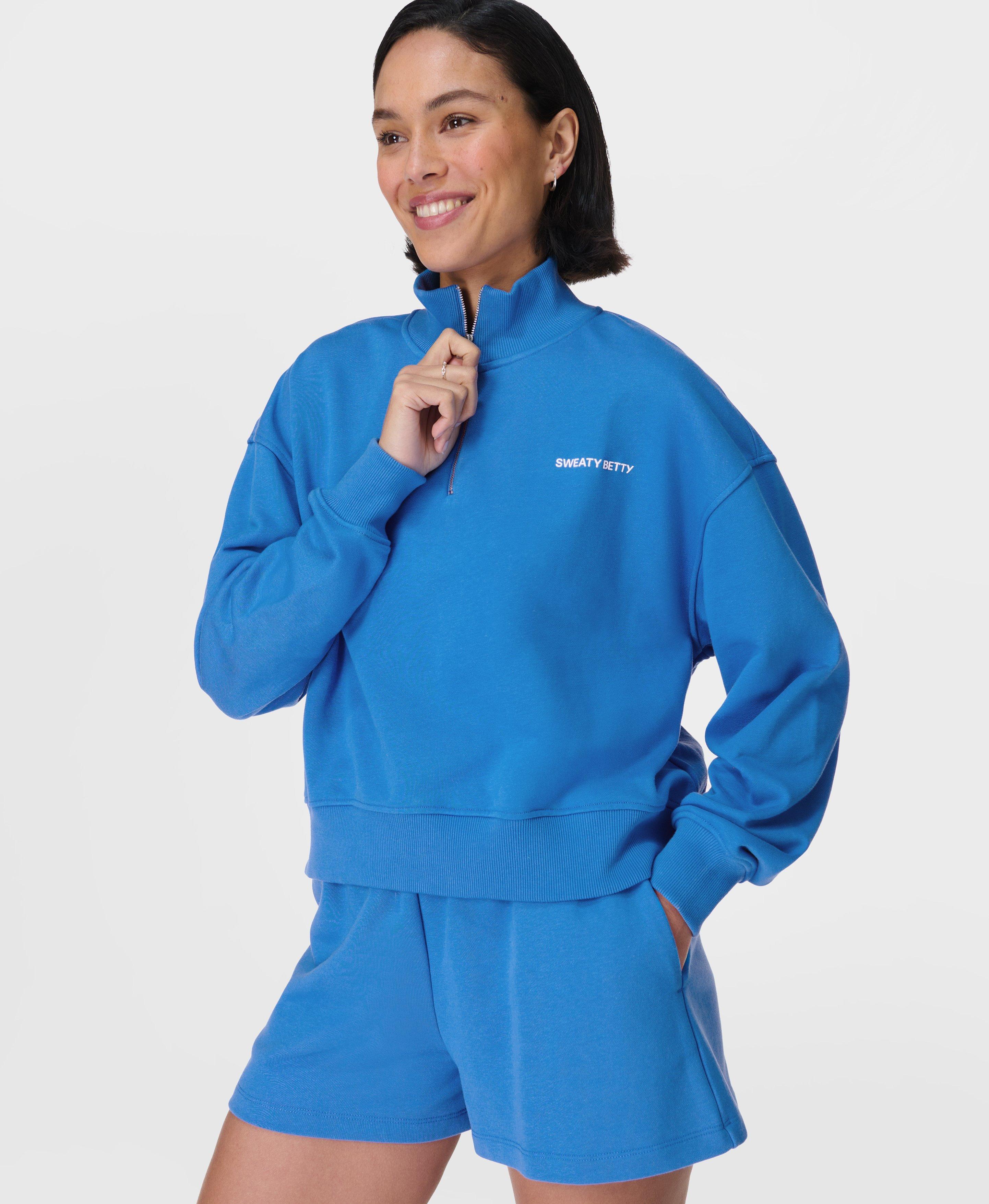 Revive Crop Half Zip - Tidal Blue | Sweaty Betty