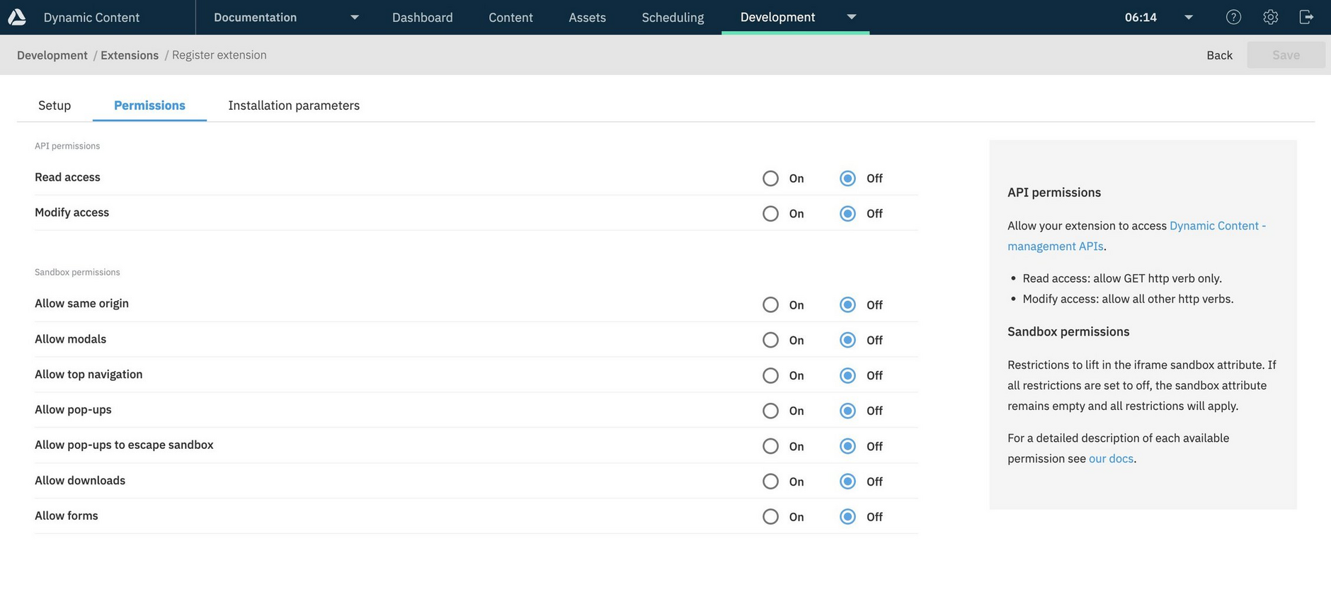 Registering and using extensions | Amplience Developer Portal
