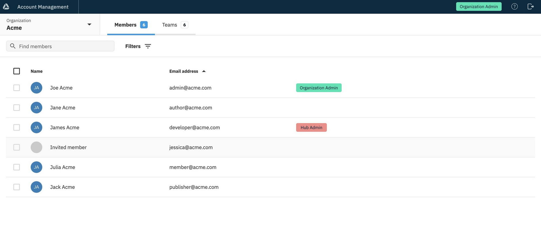 Managing members and teams | Amplience Developer Portal