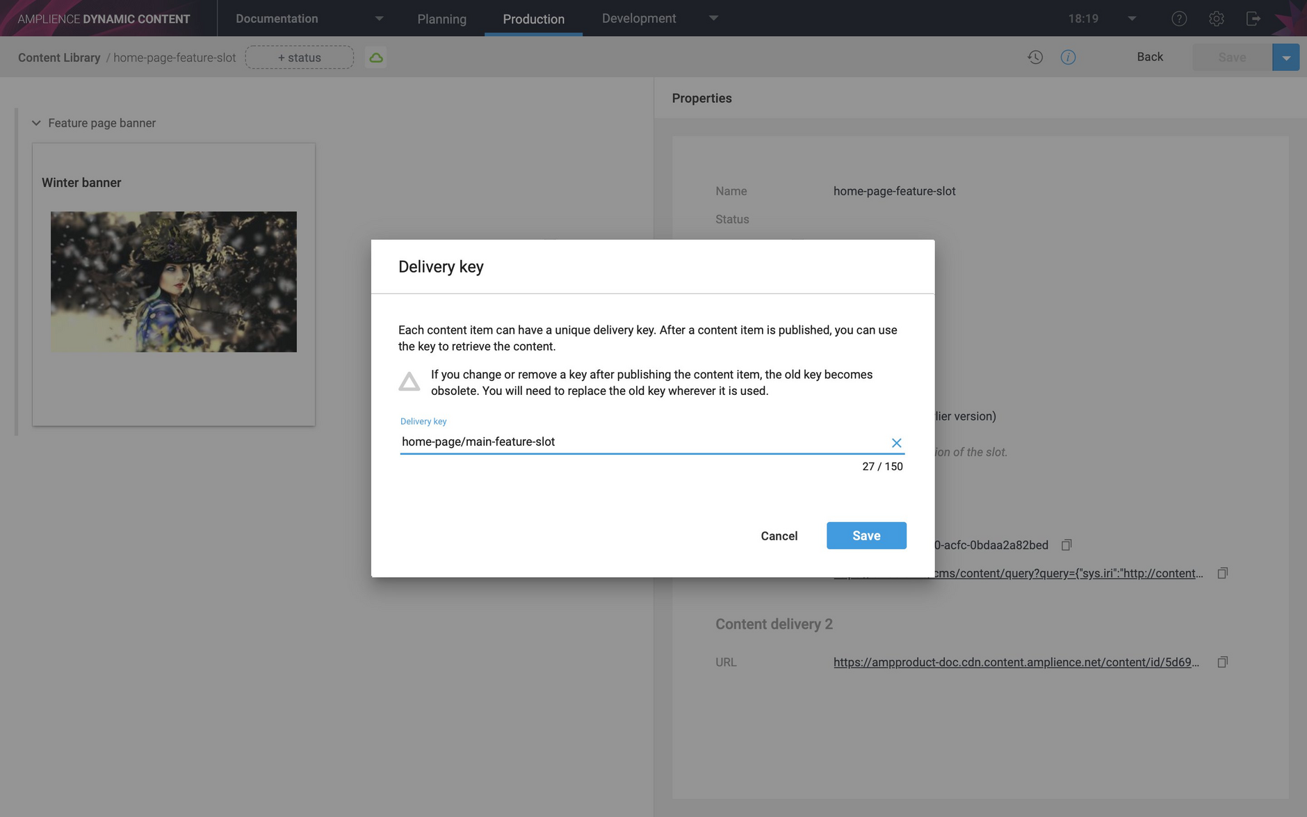 Delivery keys | Amplience Developer Portal
