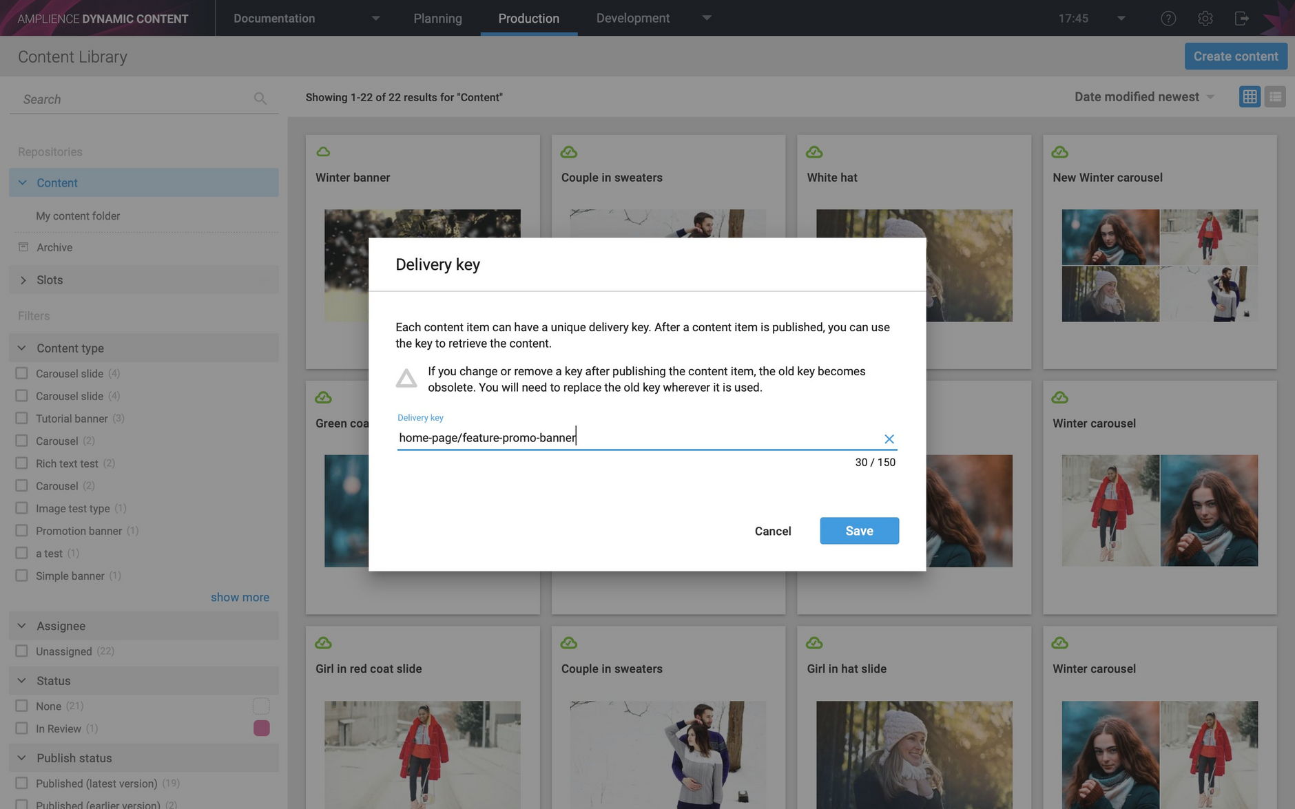 Delivery keys | Amplience Developer Portal