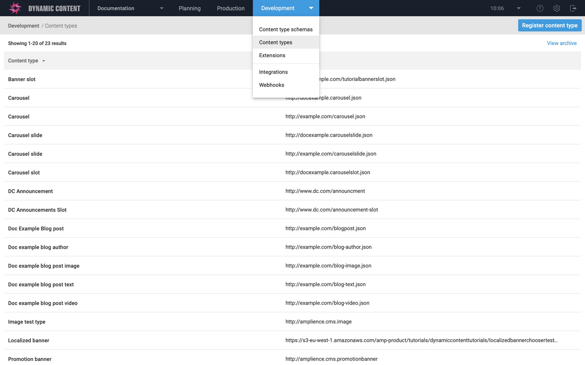 Working with content types | Amplience Developer Portal