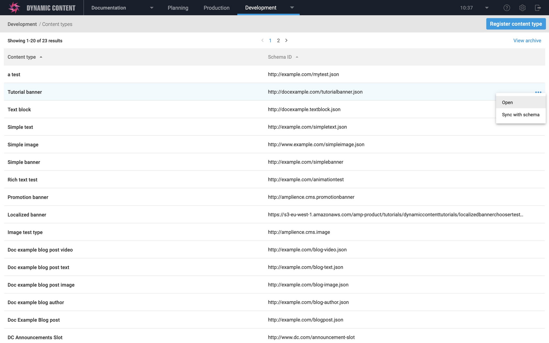 Working with content types | Amplience Developer Portal