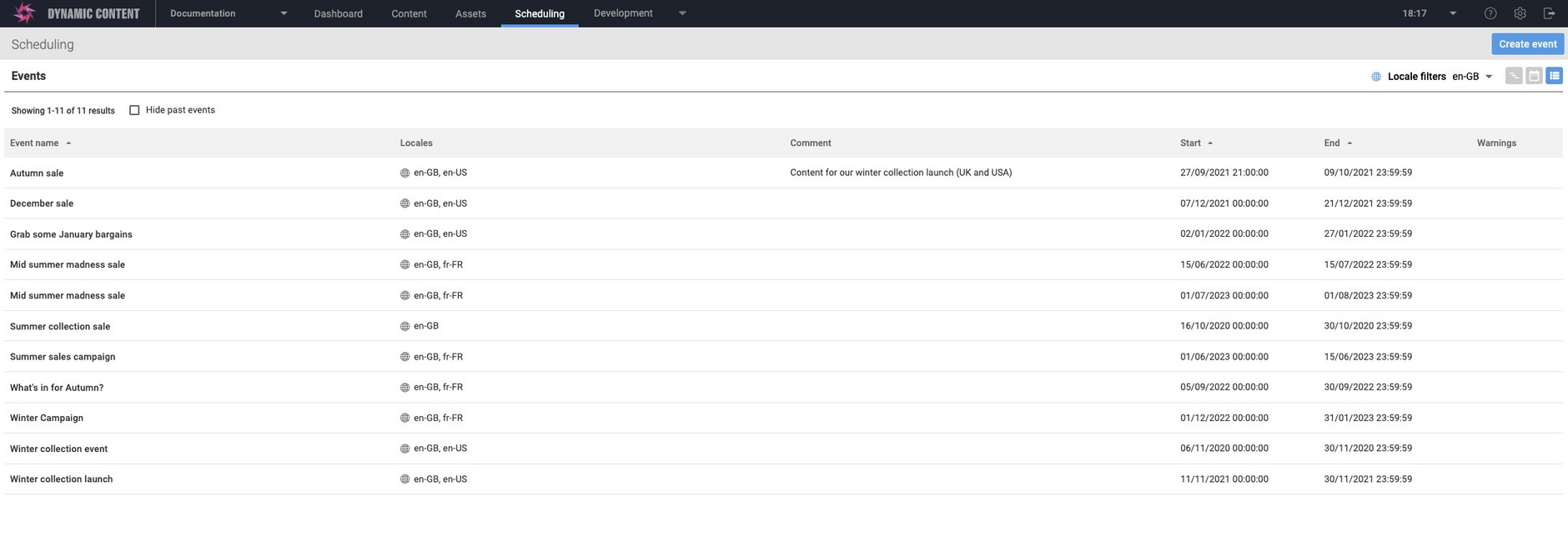 The Scheduling tab | Amplience Developer Portal