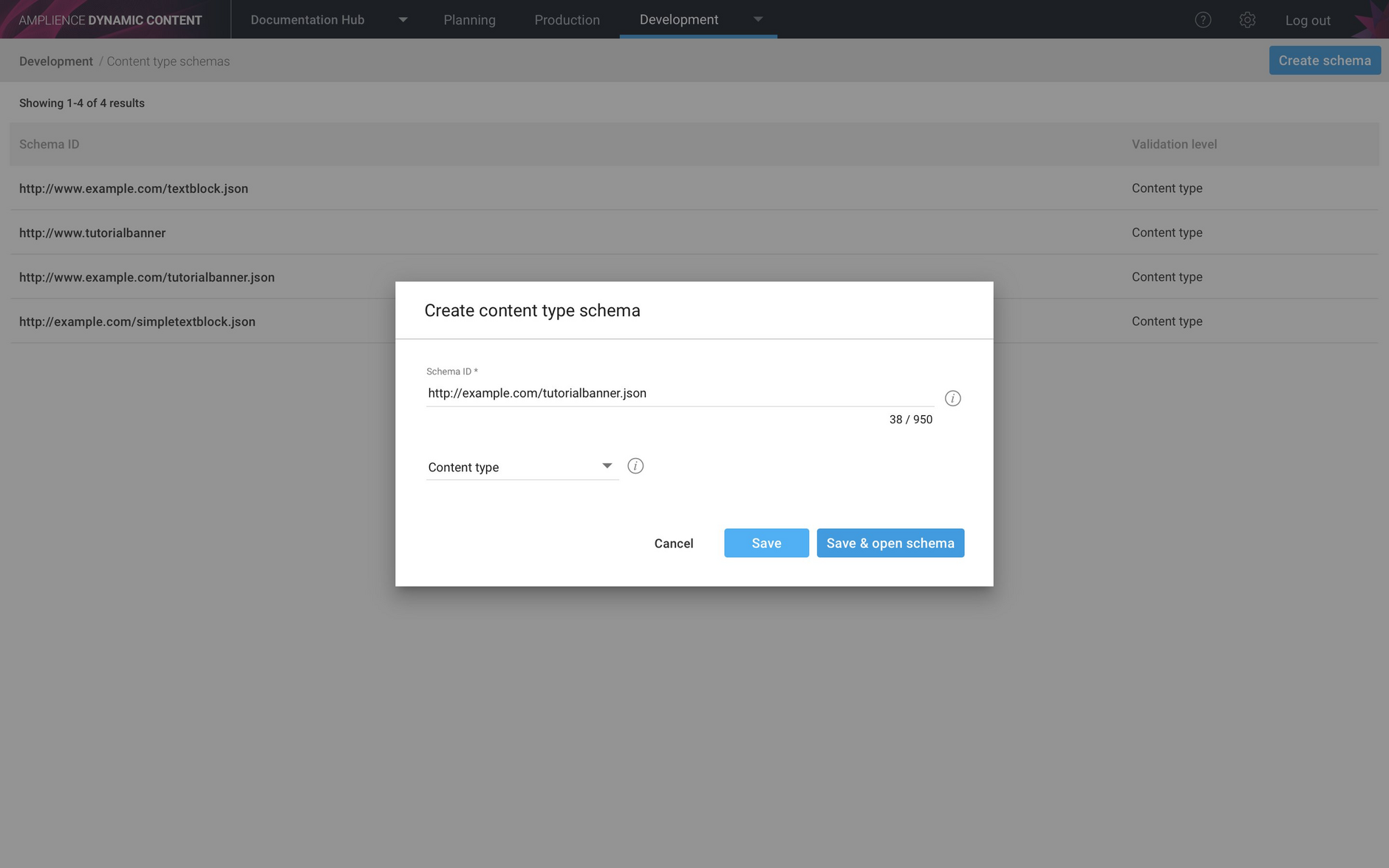 The schema editor | Amplience Developer Portal