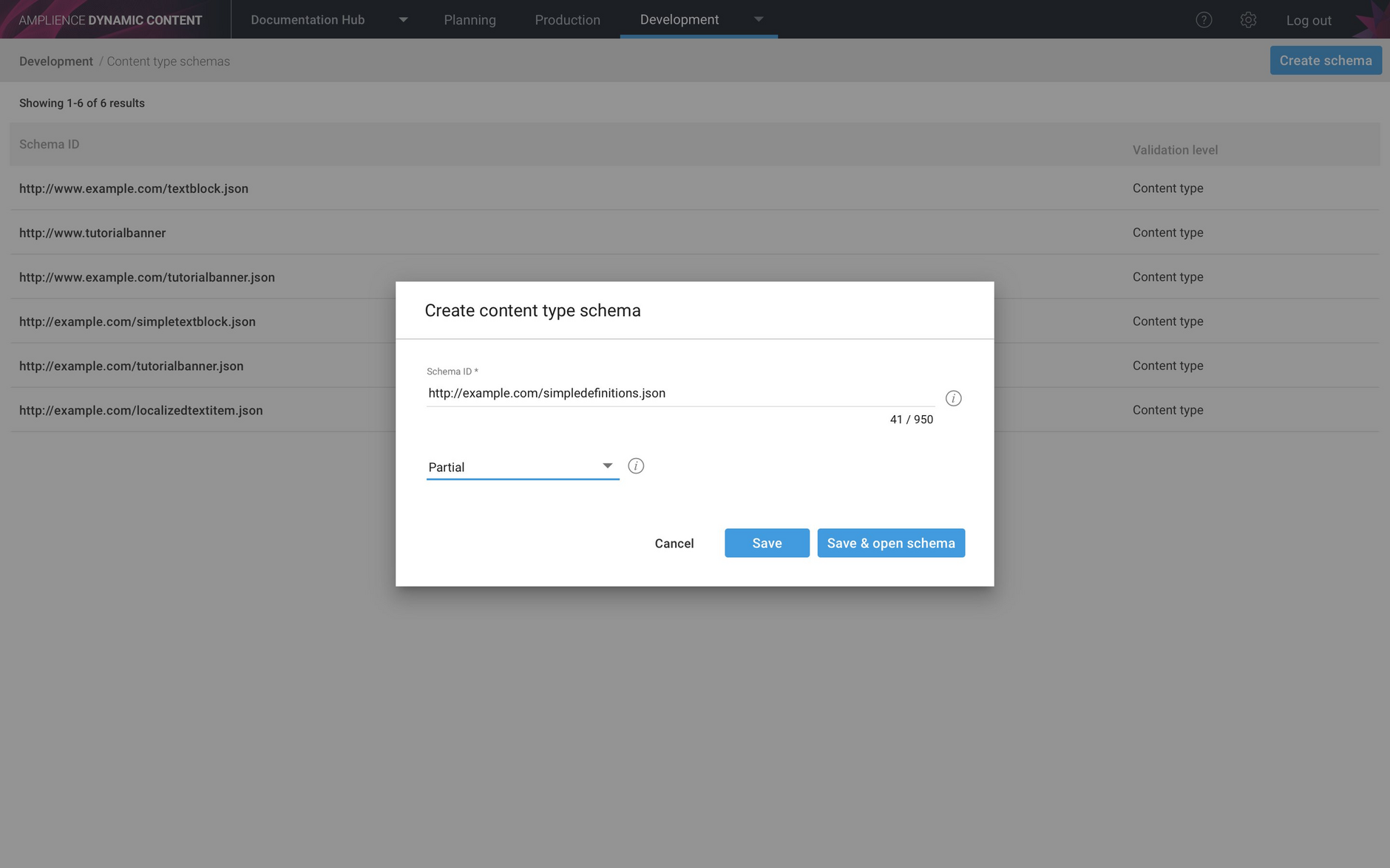 The schema editor | Amplience Developer Portal