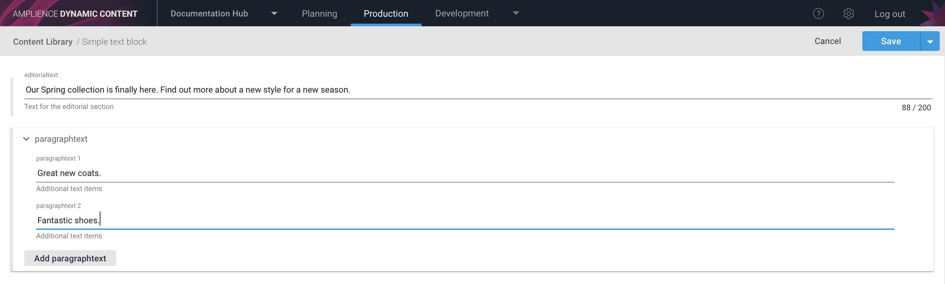 The schema editor | Amplience Developer Portal