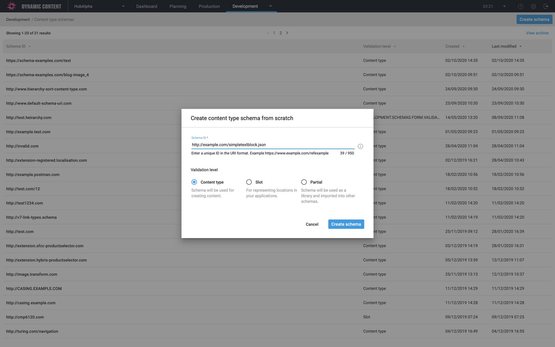 The schema editor | Amplience Developer Portal