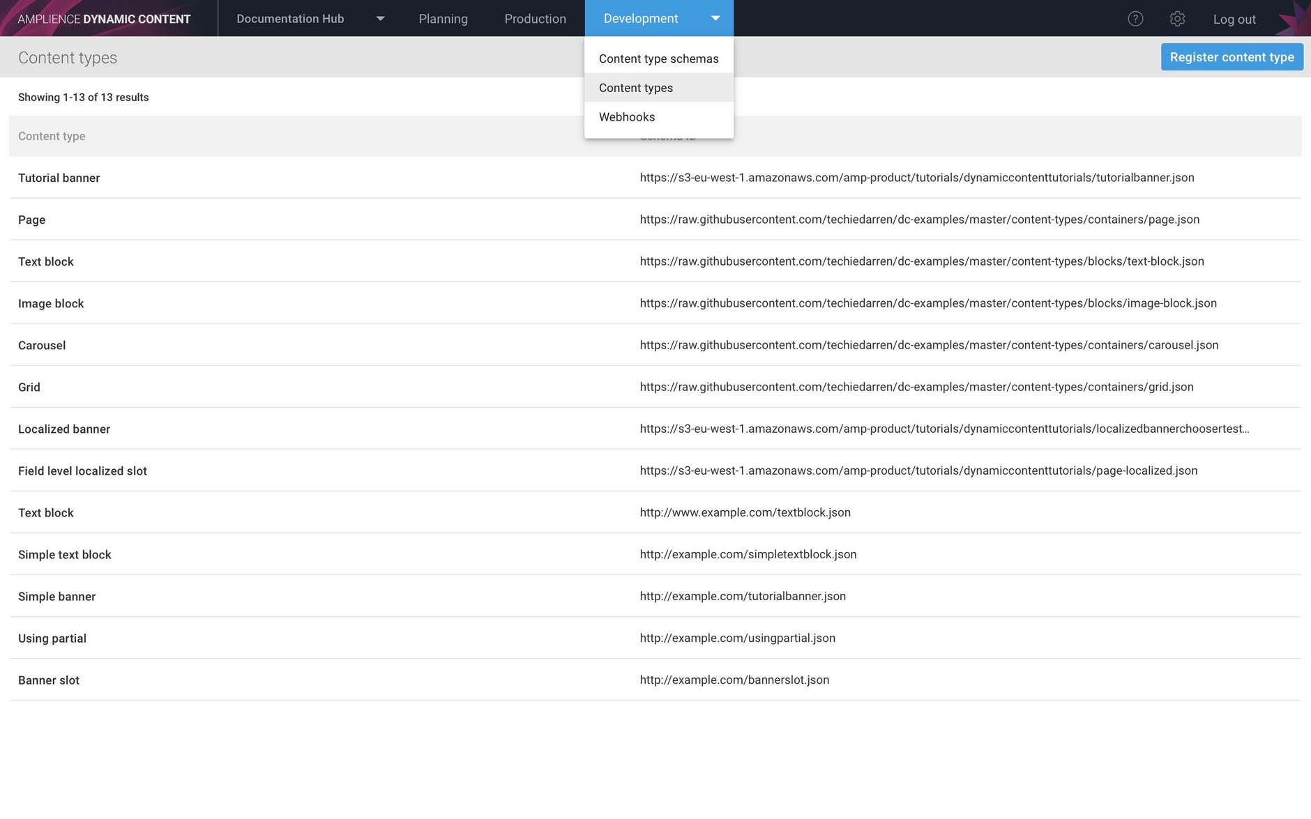 Working with content types | Amplience Developer Portal