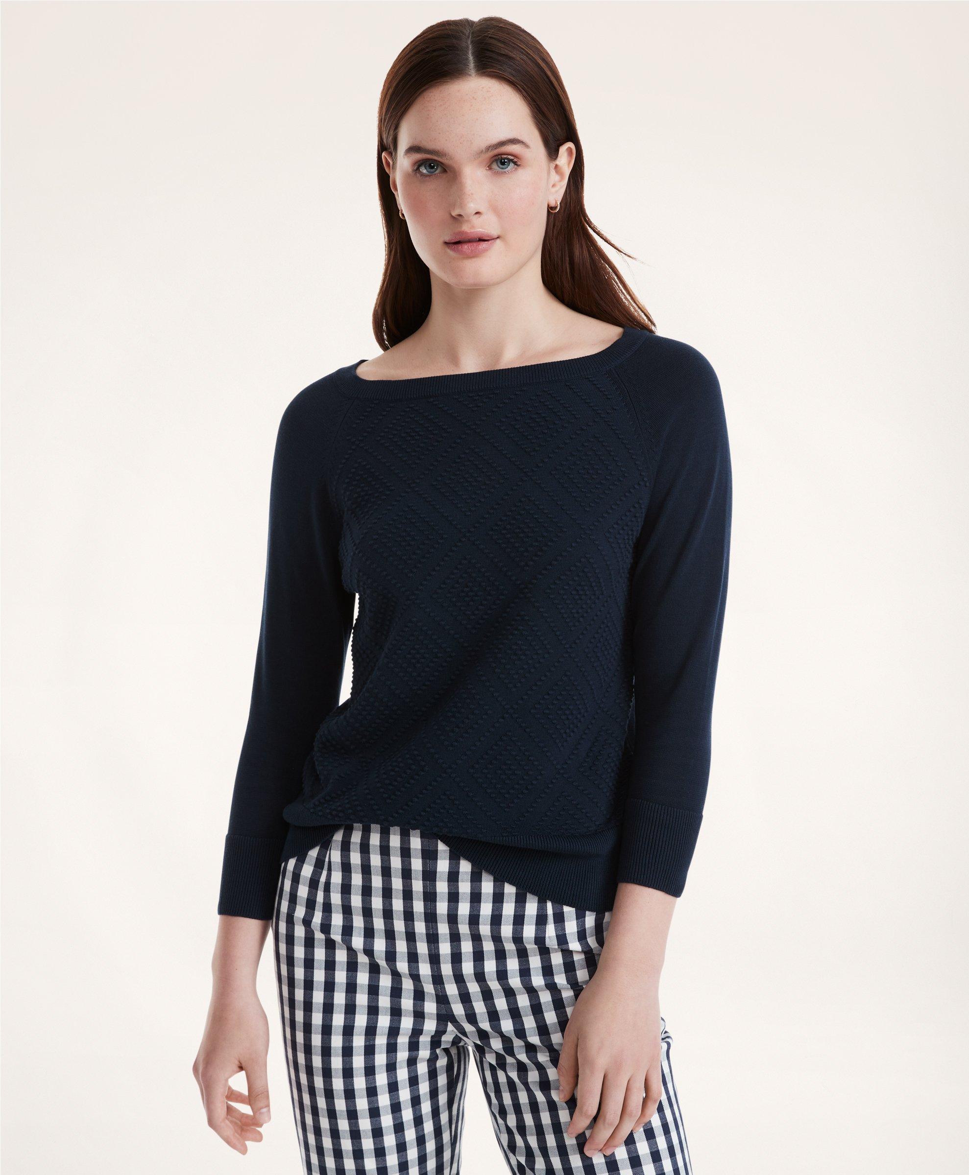 Cotton Boatneck Textured Sweater