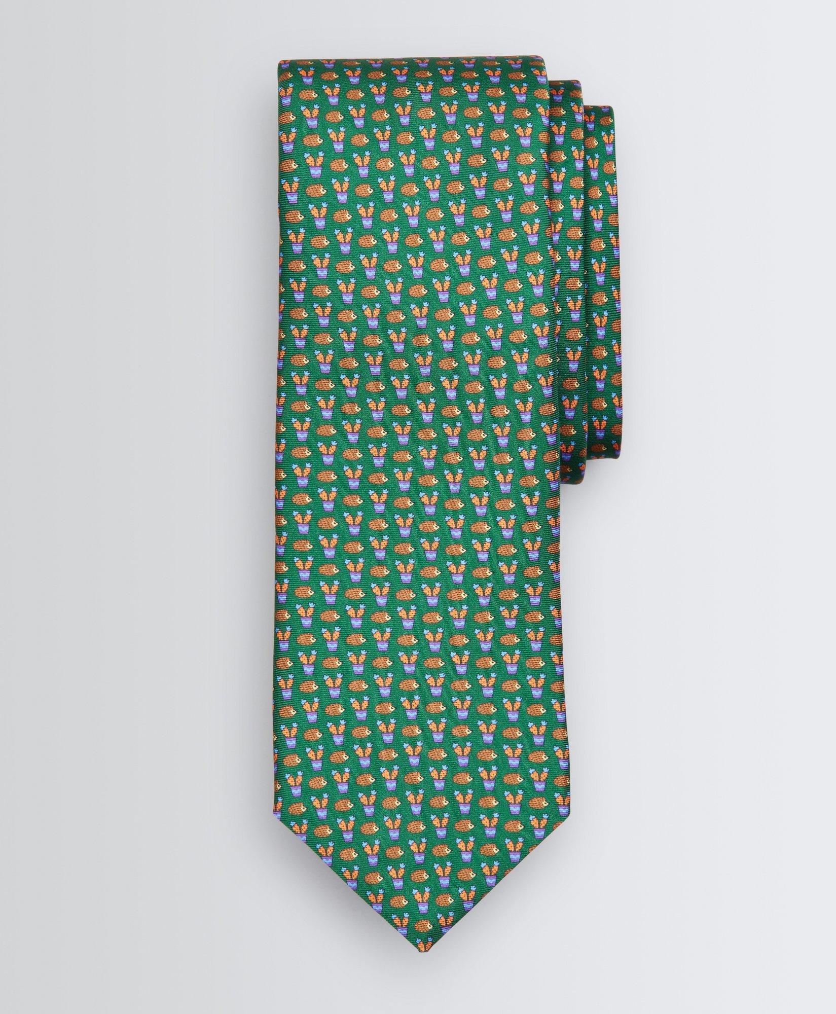 Hedgehog and Cactus Motif Tie