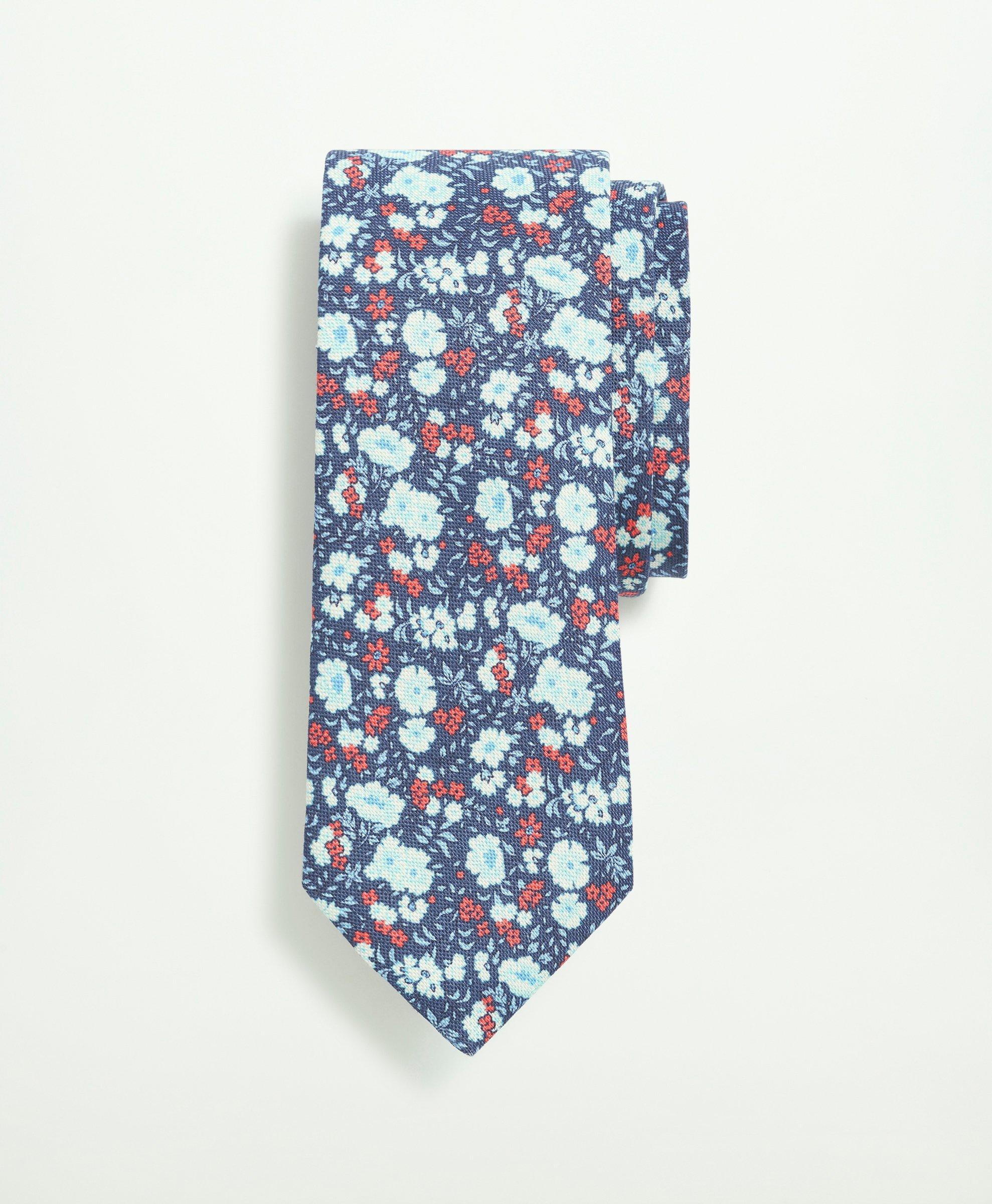 Linen Jacquard Floral Tie