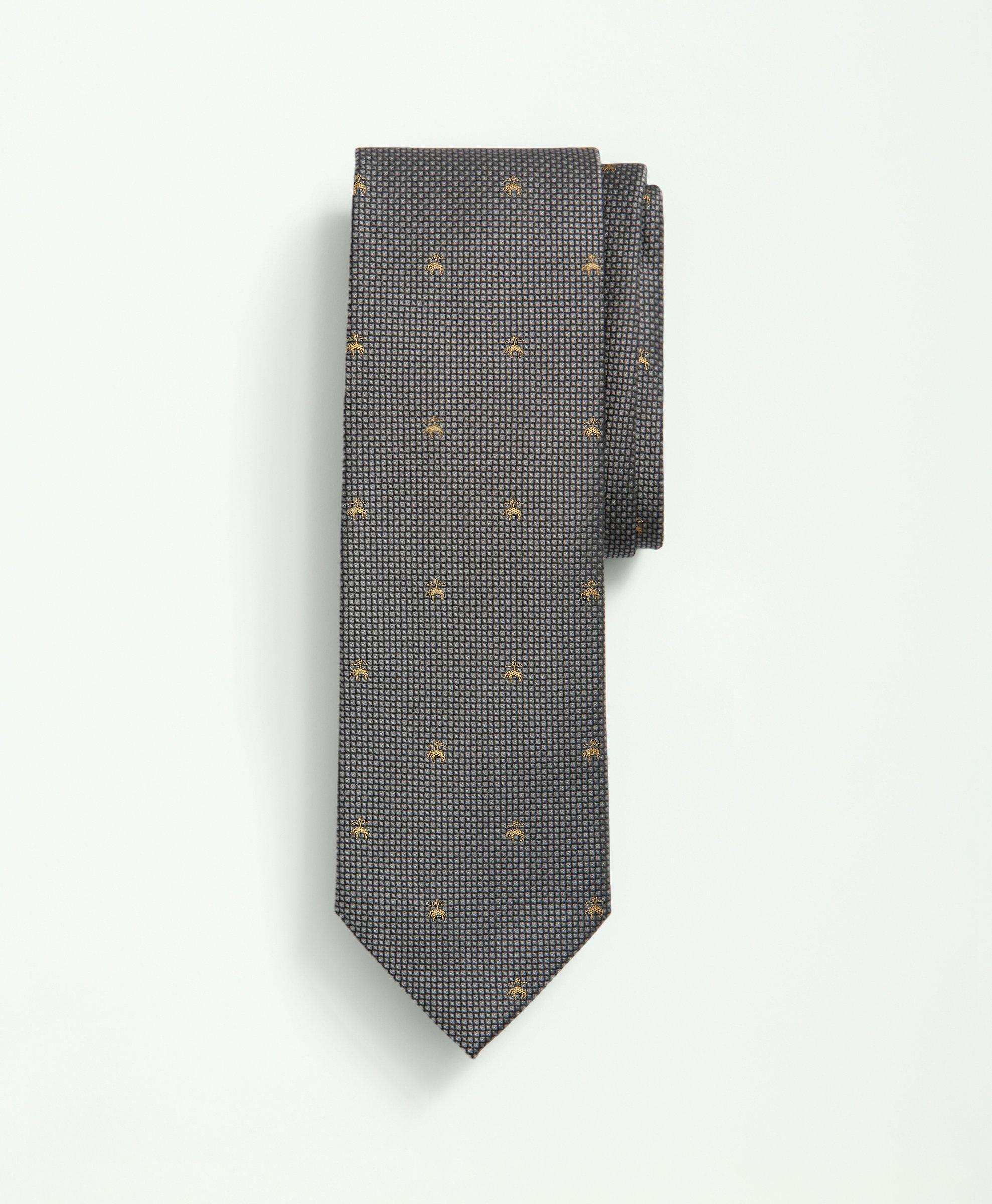 Silk Tie Fleece Mini Square Pattern Tie