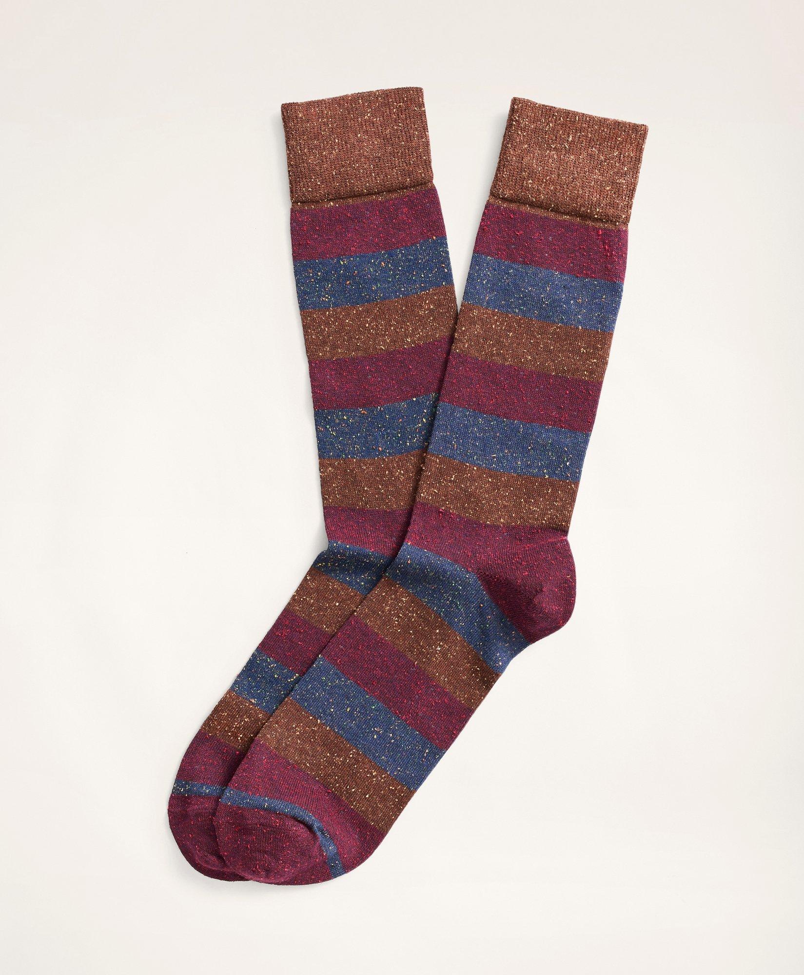 Tri-Color Striped Crew Socks