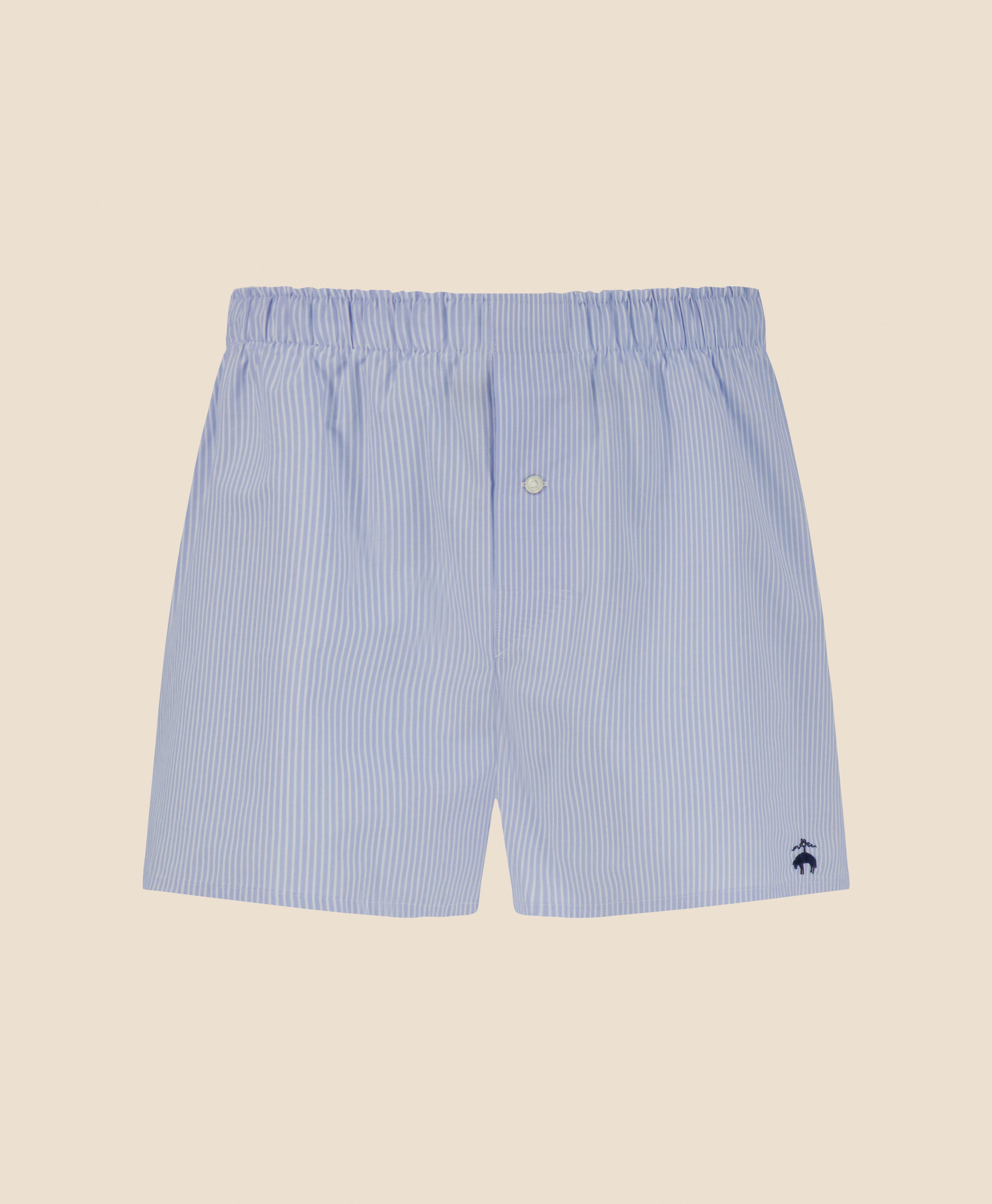 Brooks Brothers Slim Fit Cotton Broadcloth Striped Boxers In Light Blue ...