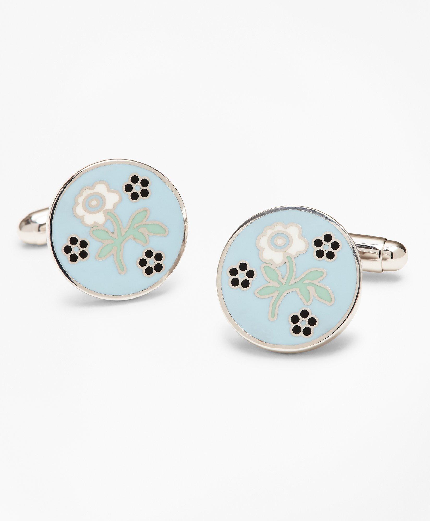Floral Enamel Cuff Links