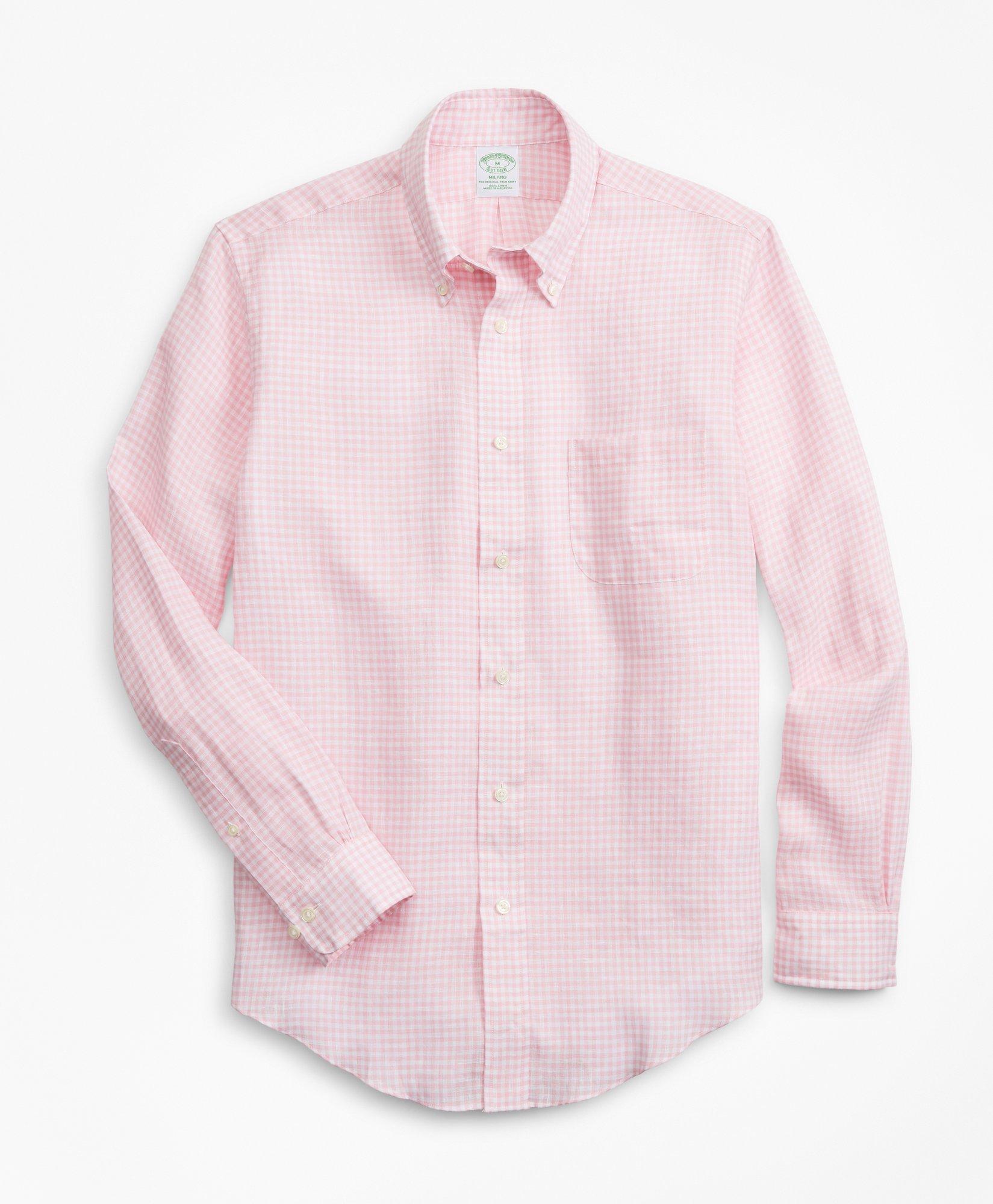 Milano Fit Gingham Irish Linen Sport Shirt