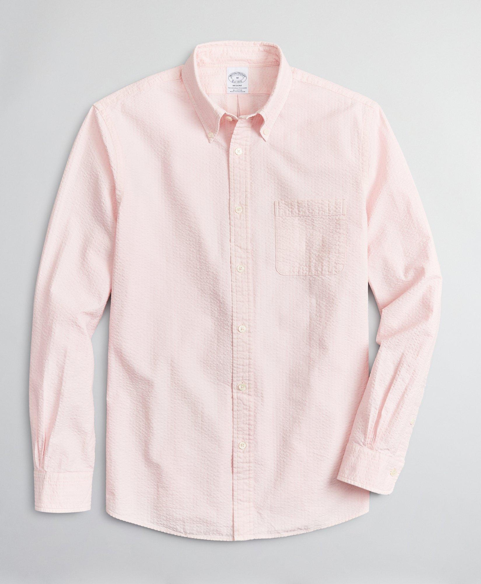 Regent Regular-Fit Sport Shirt, Garment-Dyed Seersucker