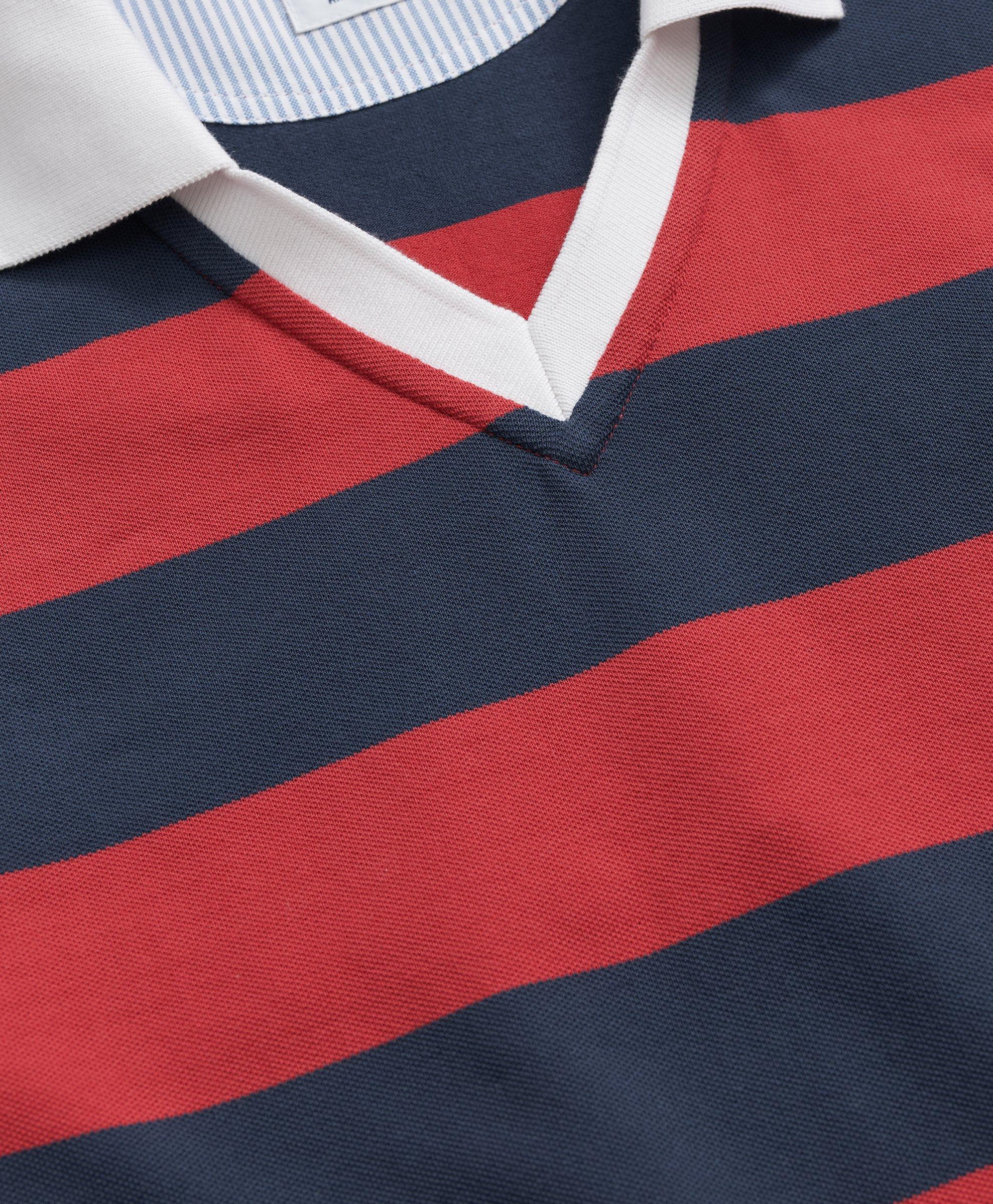 Johnny Collar Rugby Stripe Polo Shirt in Supima® Cotton