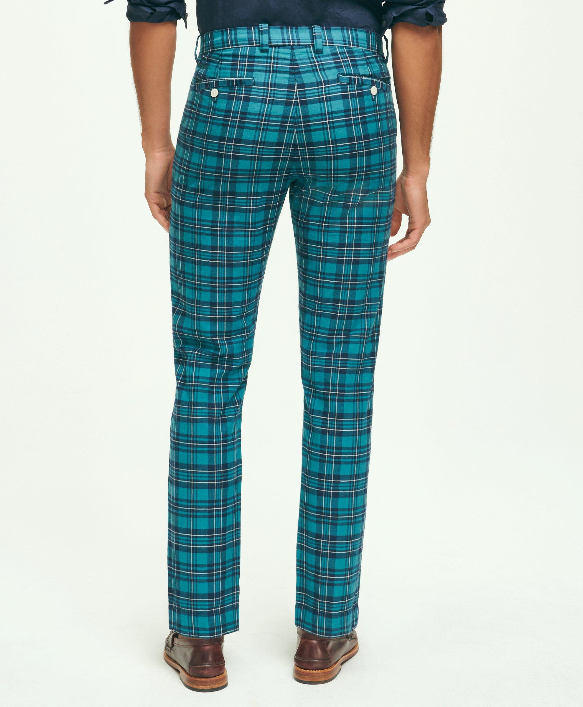 Milano Slim-Fit Cotton Madras Pants