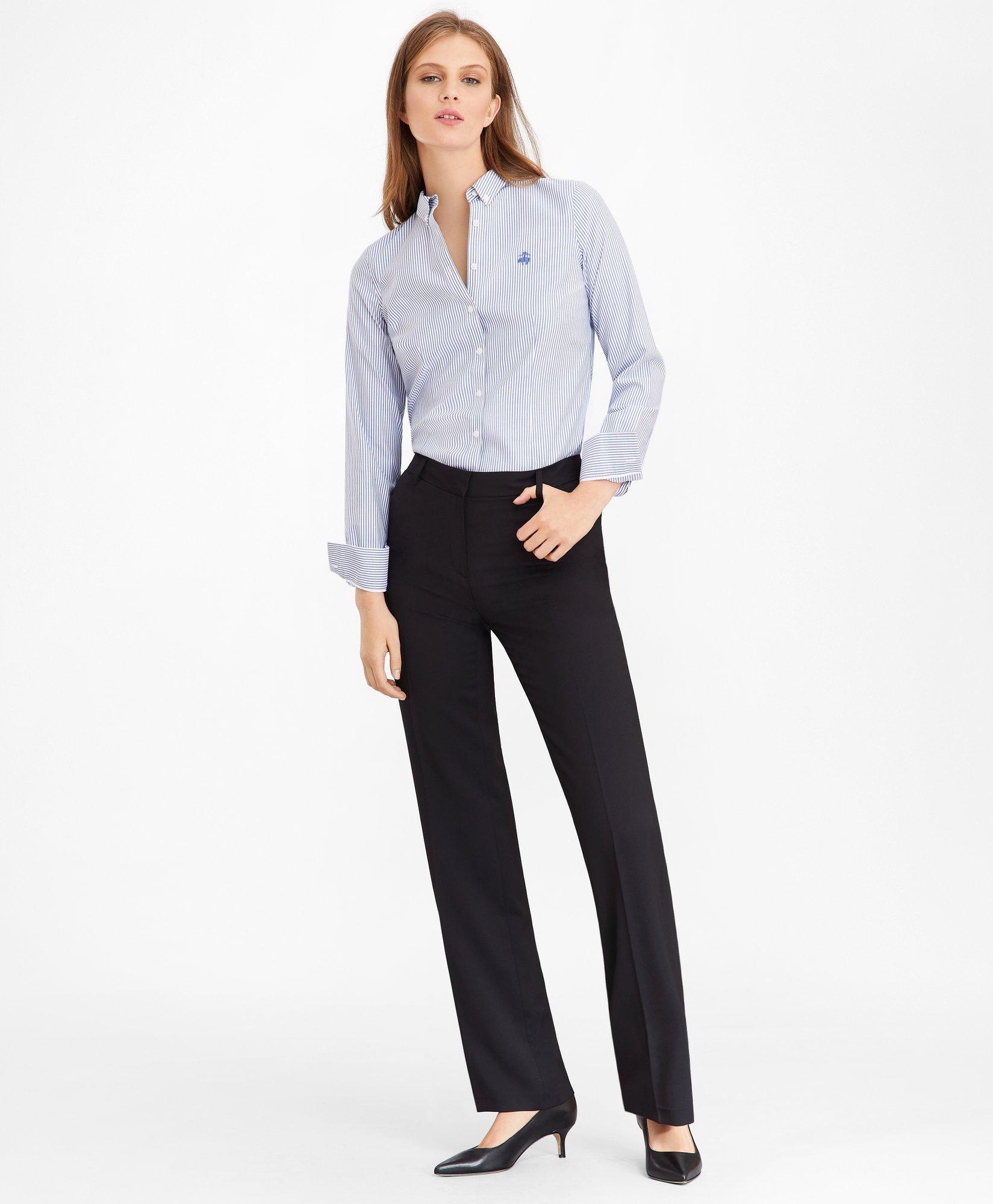 Petite Non-Iron Tailored-Fit Bengal Stripe Supima® Cotton Pinpoint ...