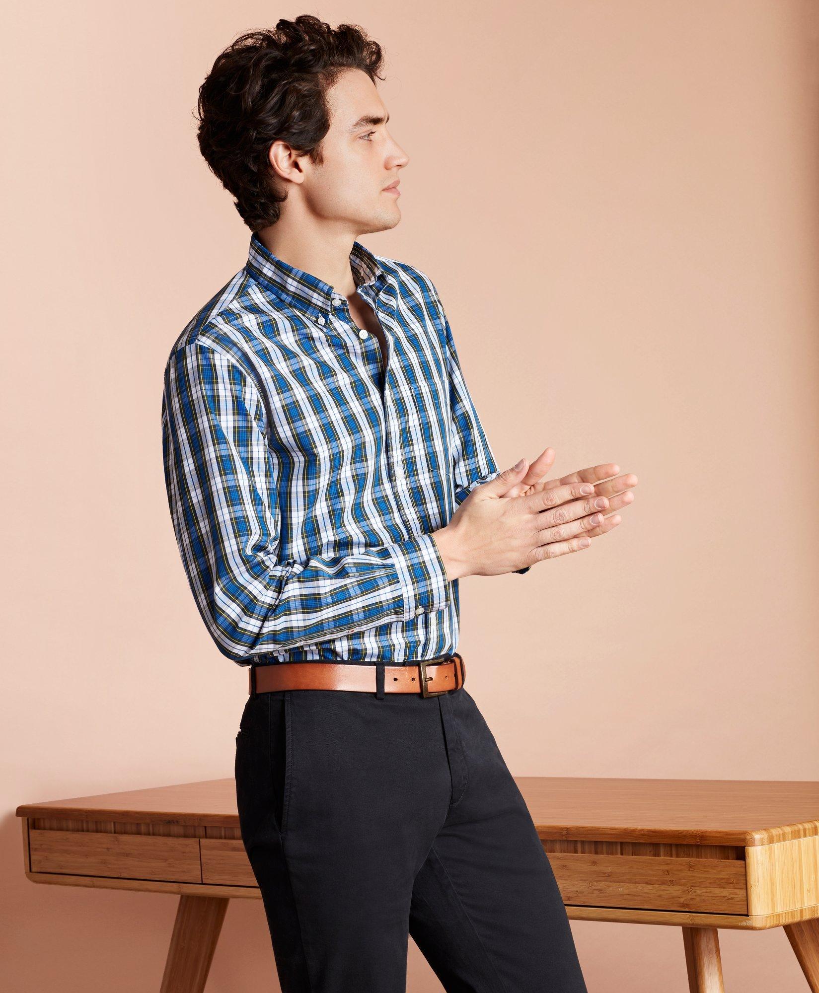 Plaid Cotton Broadcloth Sport Shirt