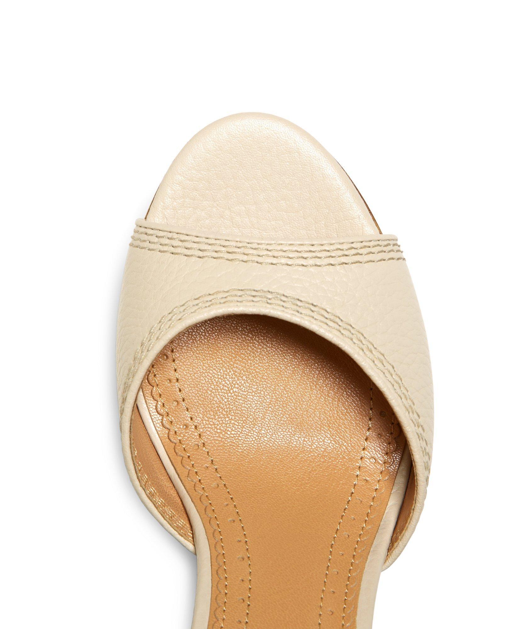 Women's Ivory Tumbled Calfskin Stacked Wedges | Brooks Brothers